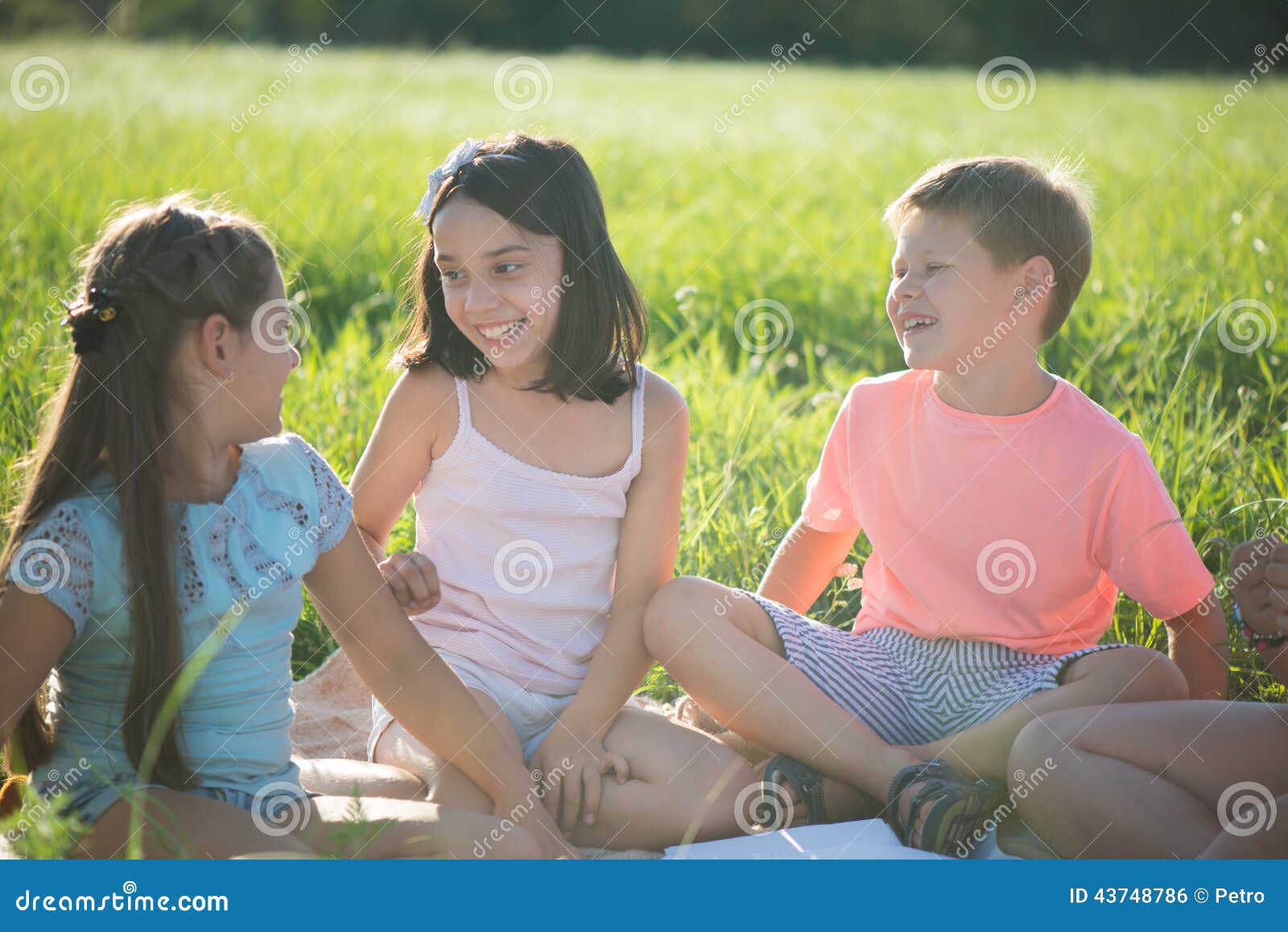 Group of Children Playing on Grass Stock Photo - Image of caucasian ...
