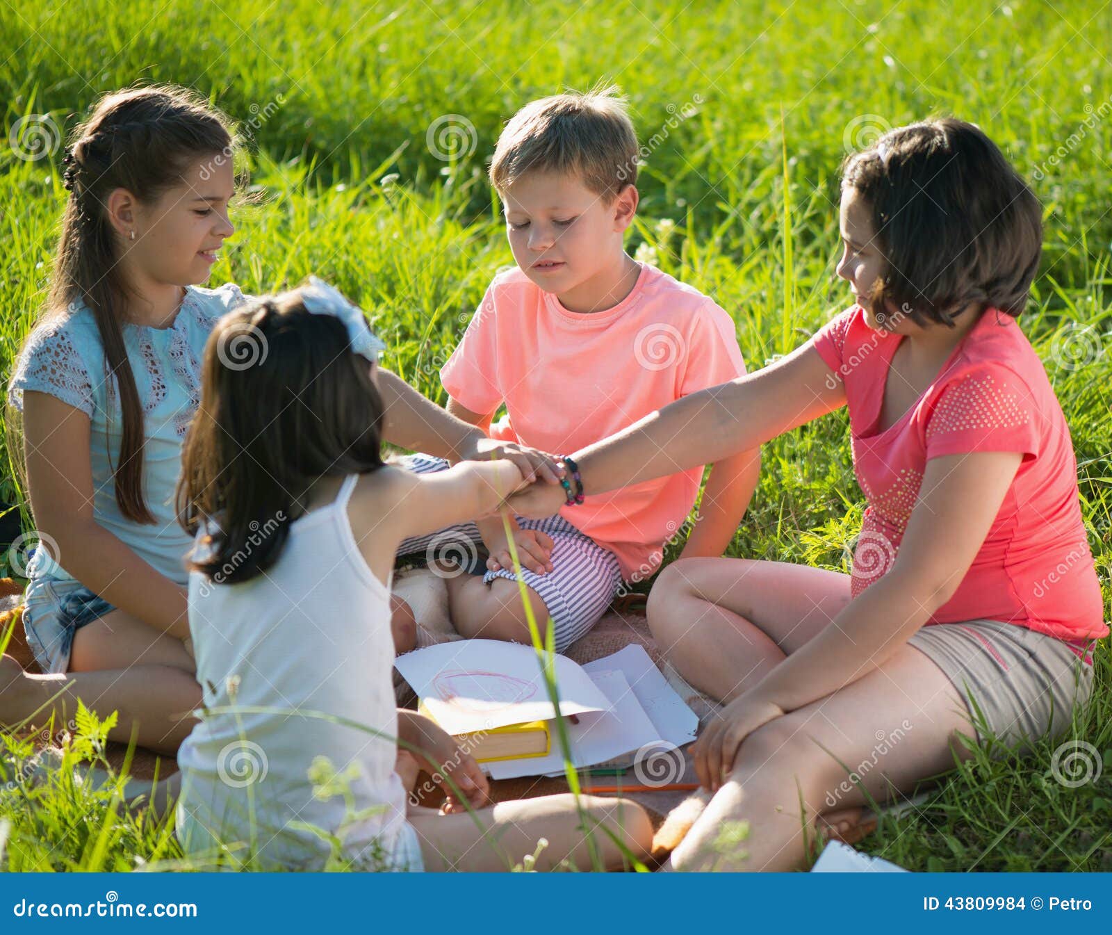 Group of Children Playing on Grass Stock Photo - Image of colorful ...