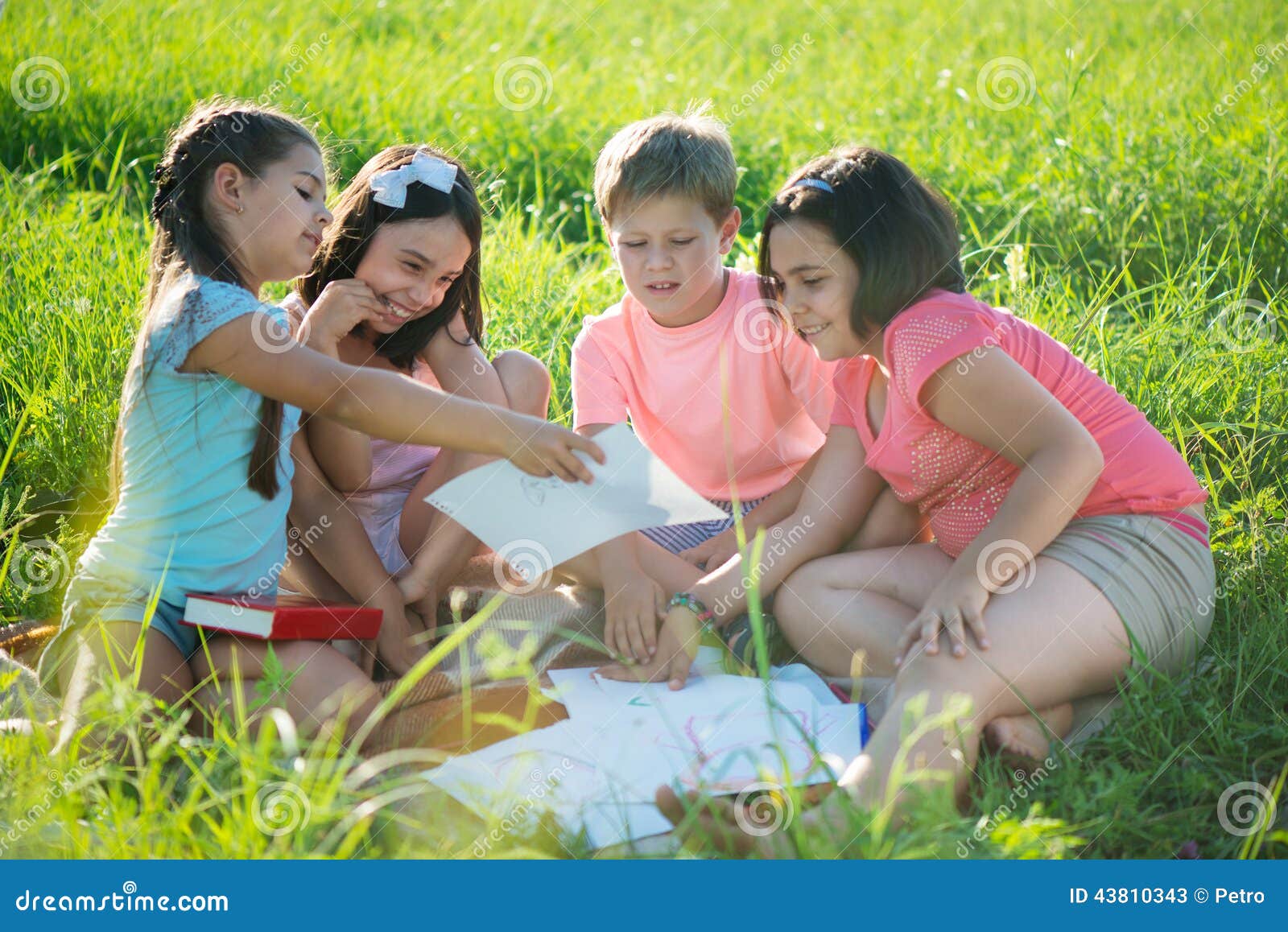 Group of Children Playing on Grass Stock Image - Image of kids, cute ...