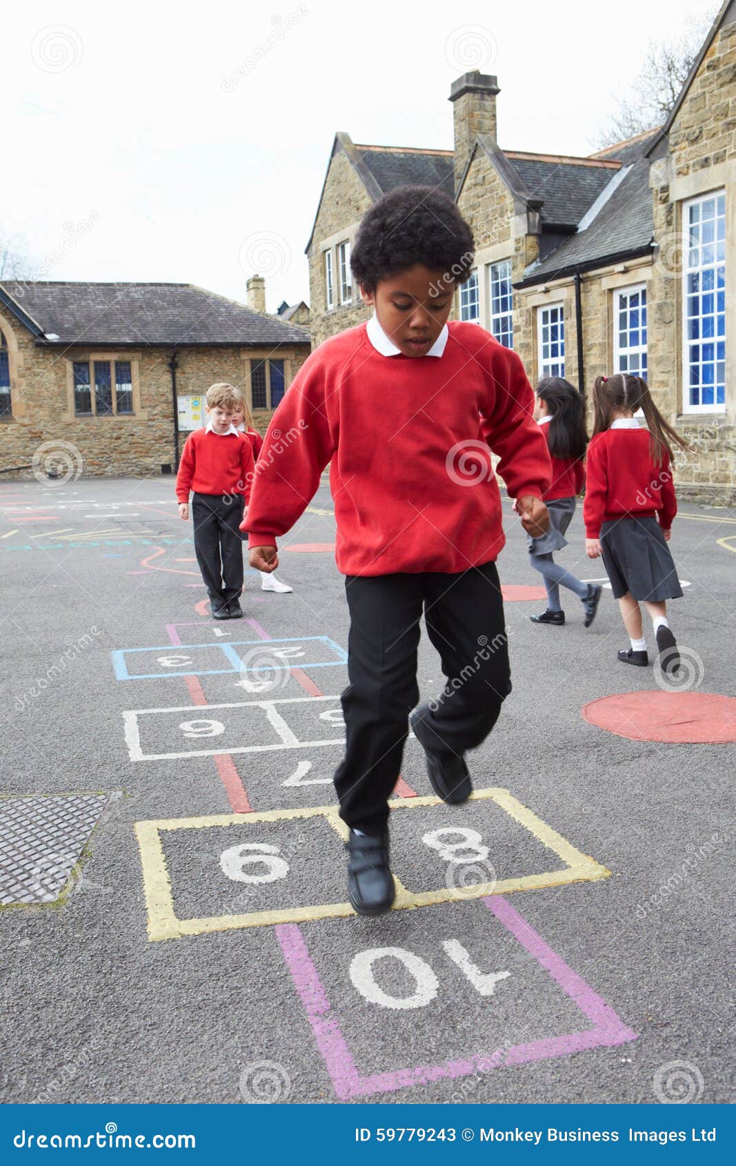 Children Playing Hopscotch