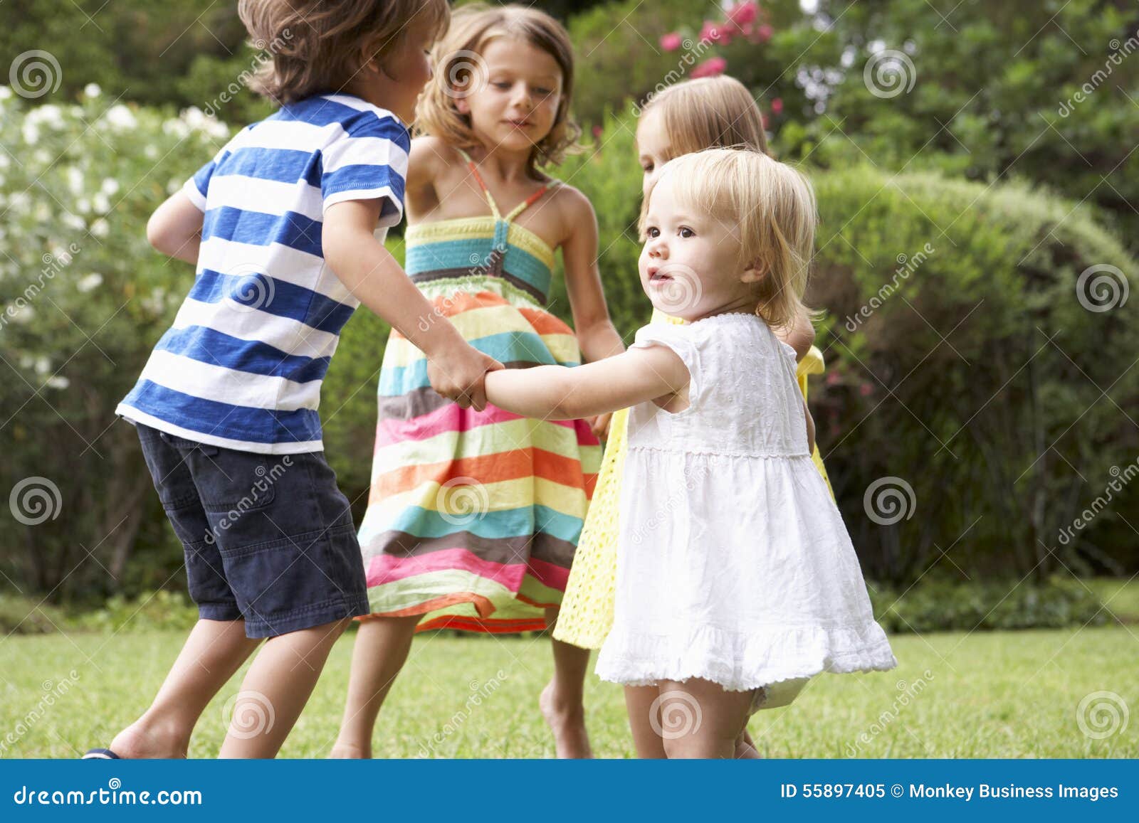 Group of Children Playing Outdoors Together Stock Image - Image of ...