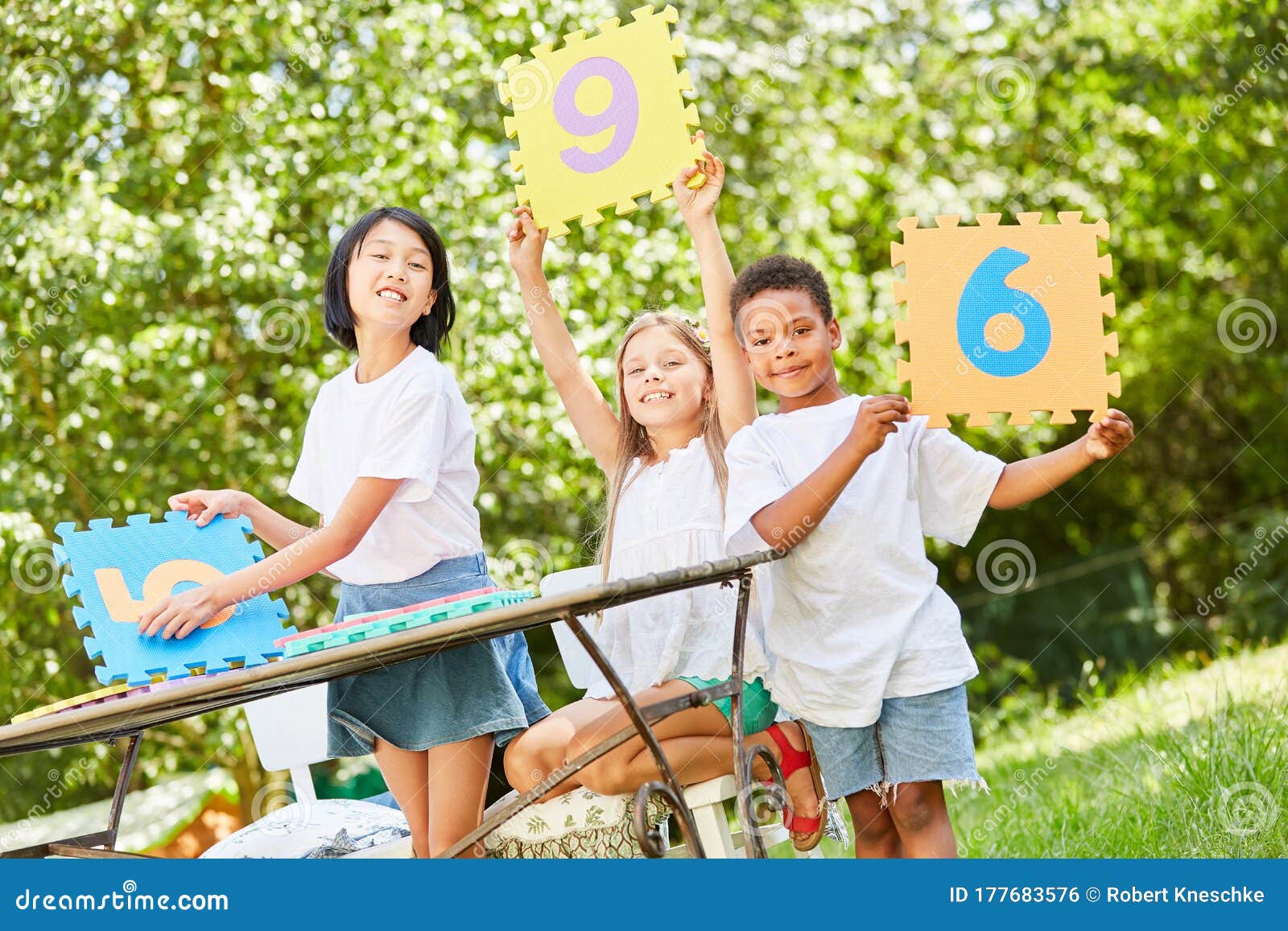 Group of Children Plays Jury at Competition Stock Photo - Image of ...