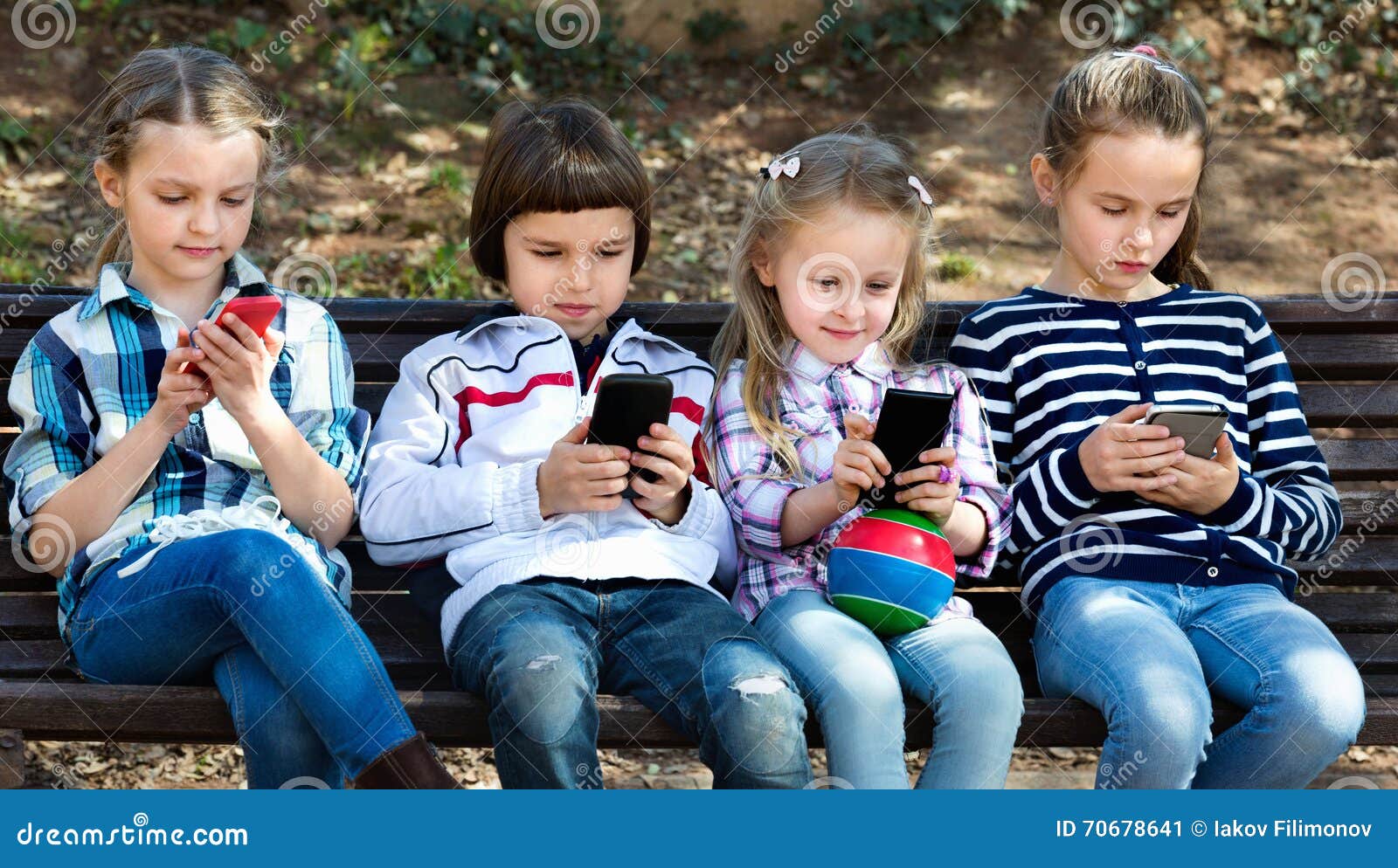 Group of Children Posing with Mobile Devices Stock Image - Image of ...