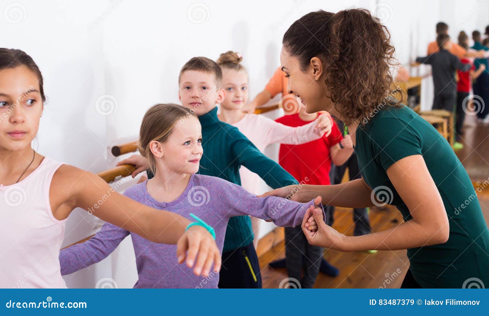 Group of Children Practicing at the Ballet Barre Stock Image - Image of ...