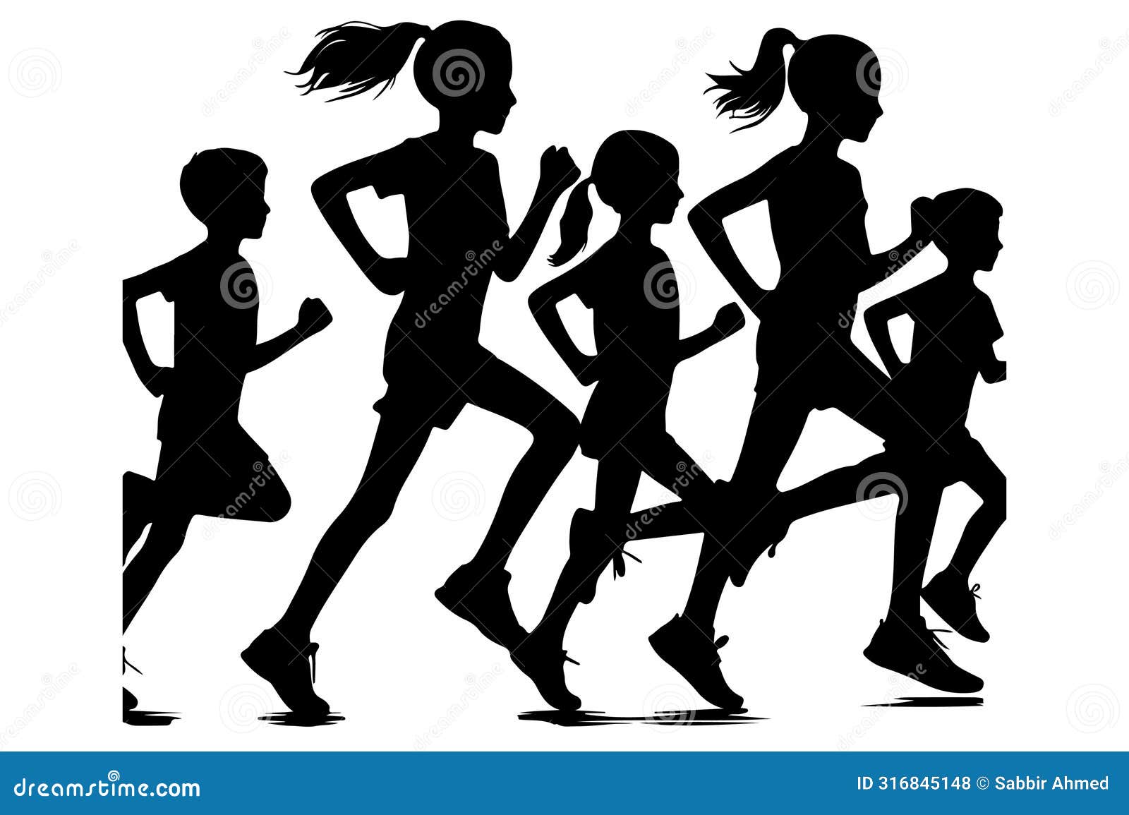 Group of Children Running , Front View Graphic Vector Stock Vector ...