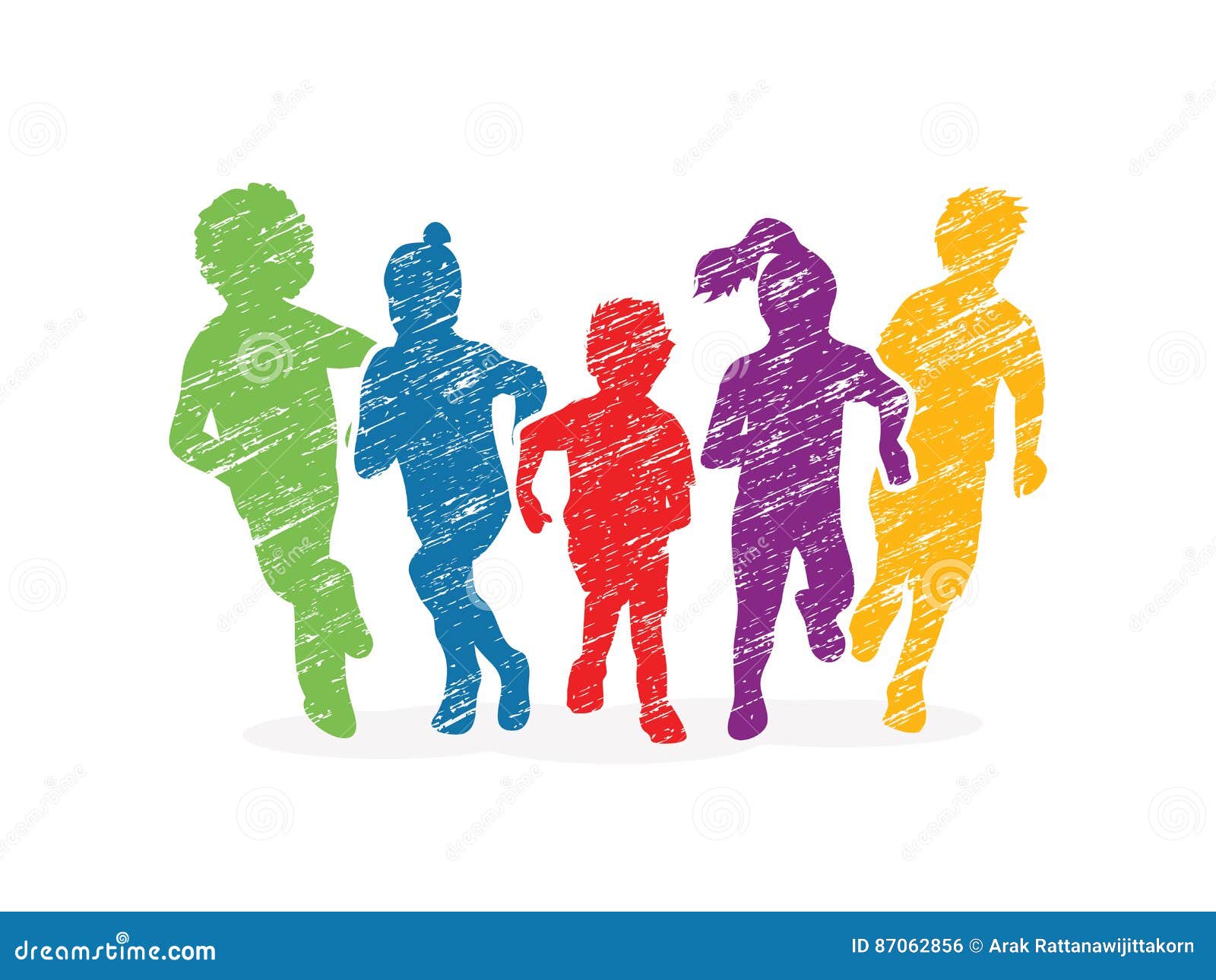 Children Running Graphic Vector Illustration | CartoonDealer.com #87644982