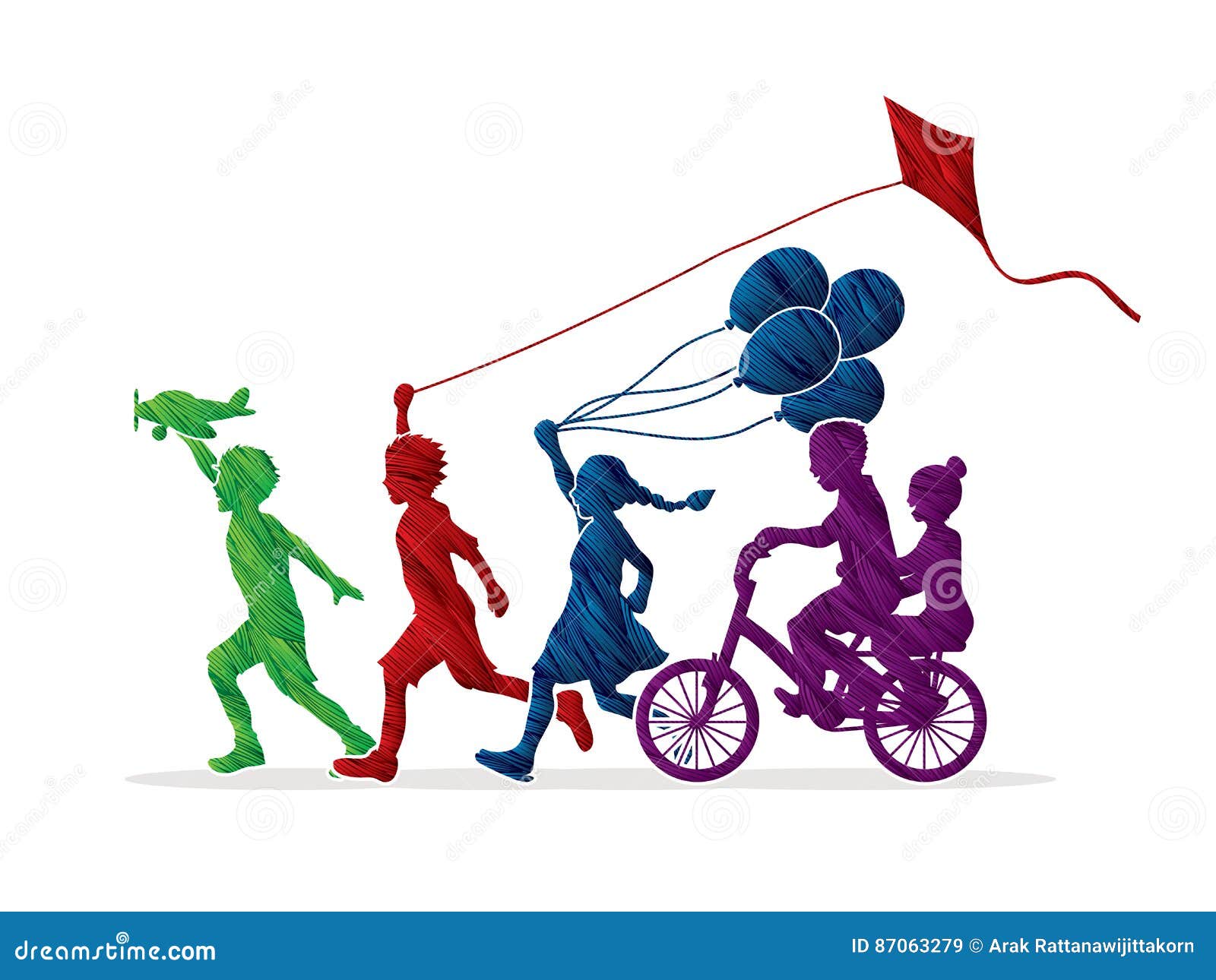 Group of Children running stock vector. Illustration of cheerful - 87063279