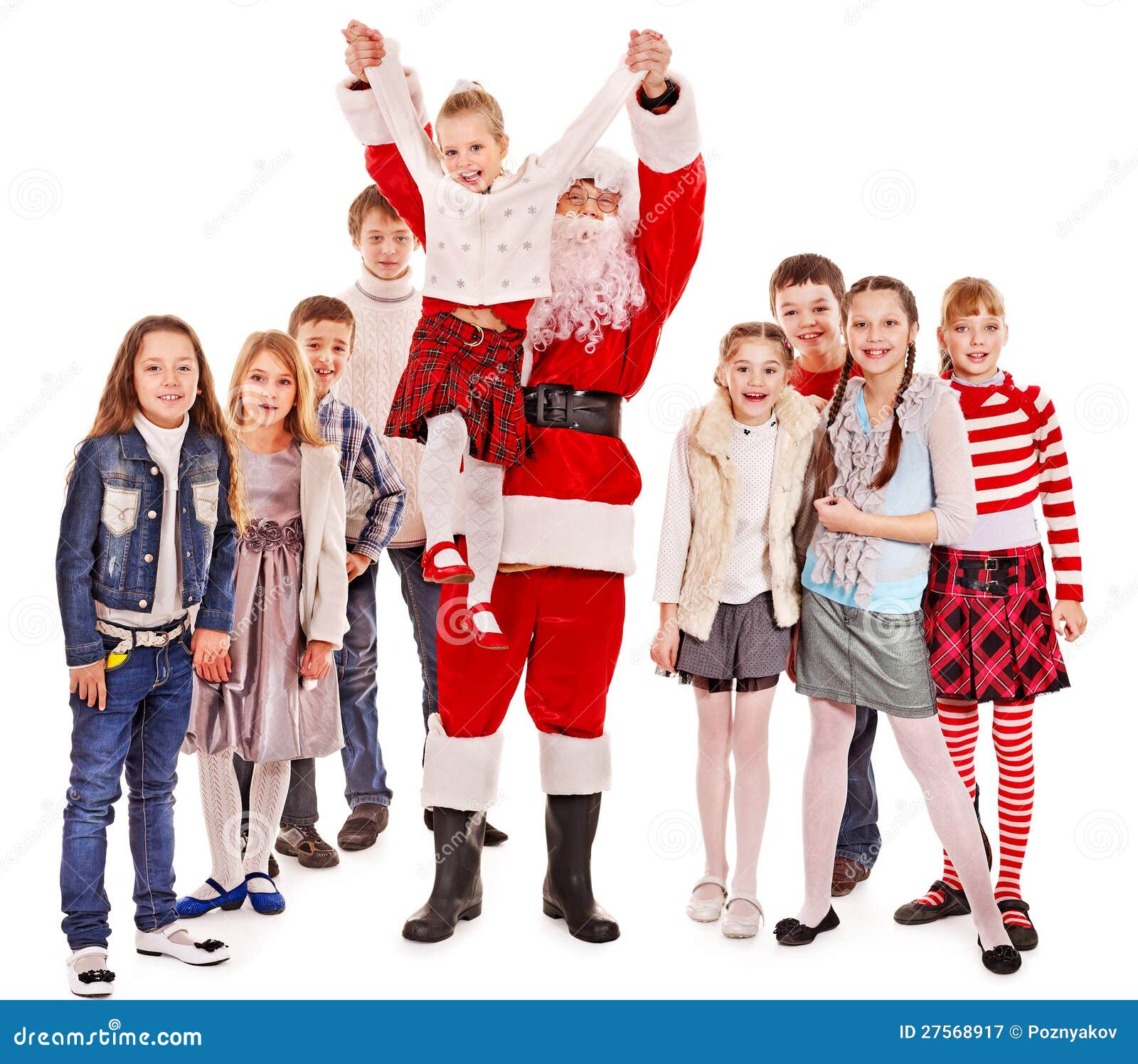 Group of Children with Santa Claus. Stock Image - Image of season ...