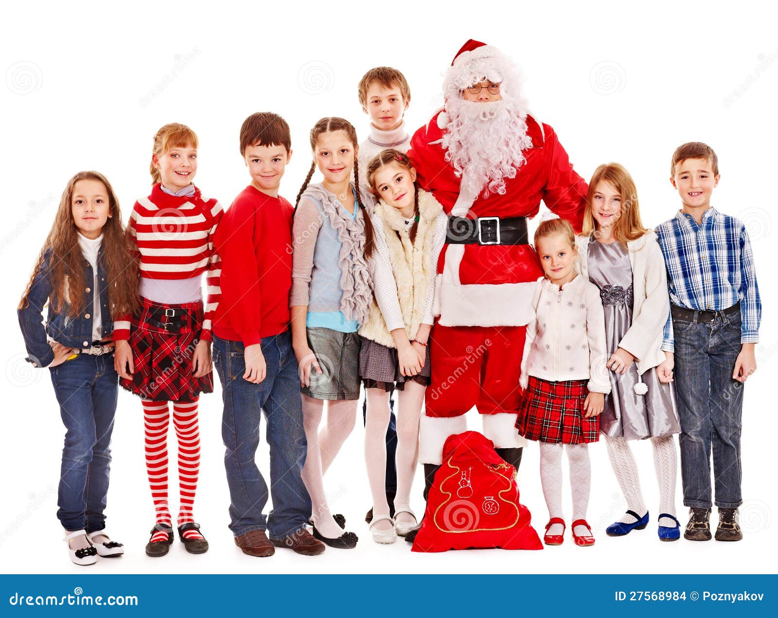 Group of Children with Santa Claus. Stock Photo - Image of girl, noel ...