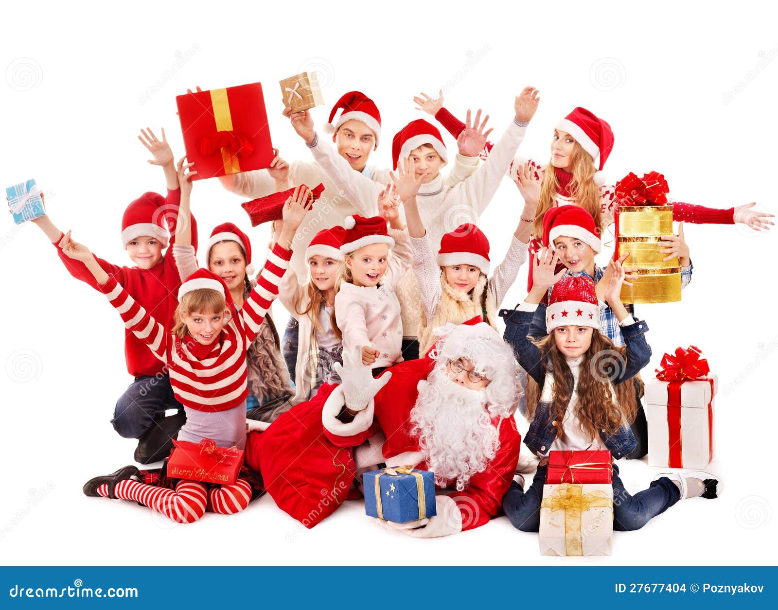 Group of Children with Santa Claus. Stock Photo - Image of holiday ...