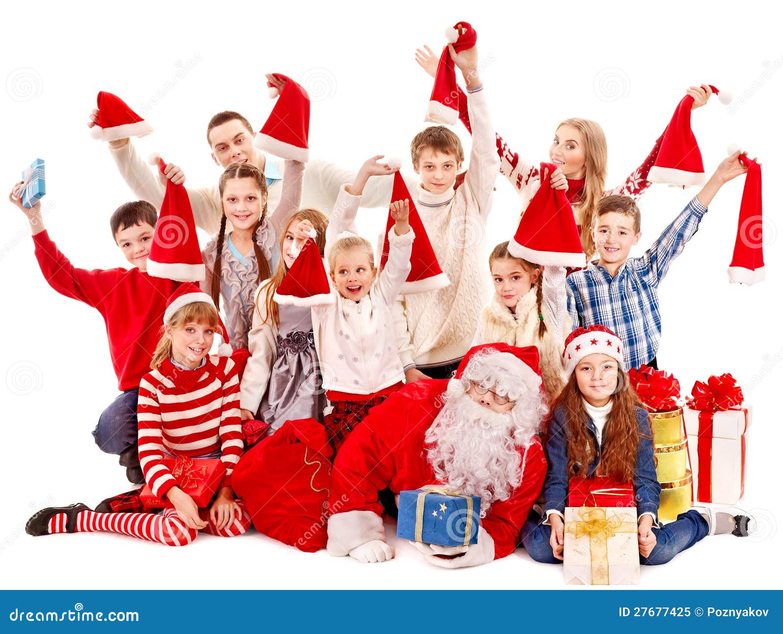 Group of Children with Santa Claus. Stock Image - Image of play, people ...