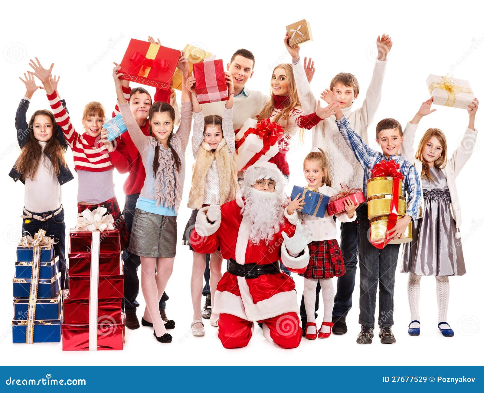 Group of Children with Santa Claus. Stock Image - Image of party, girl ...