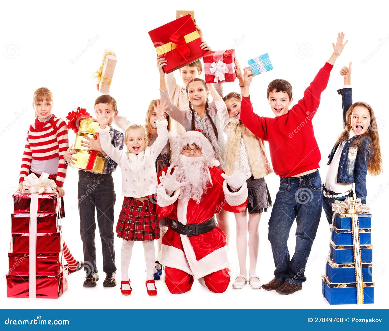Group of Children with Santa Claus. Stock Photo - Image of claus ...