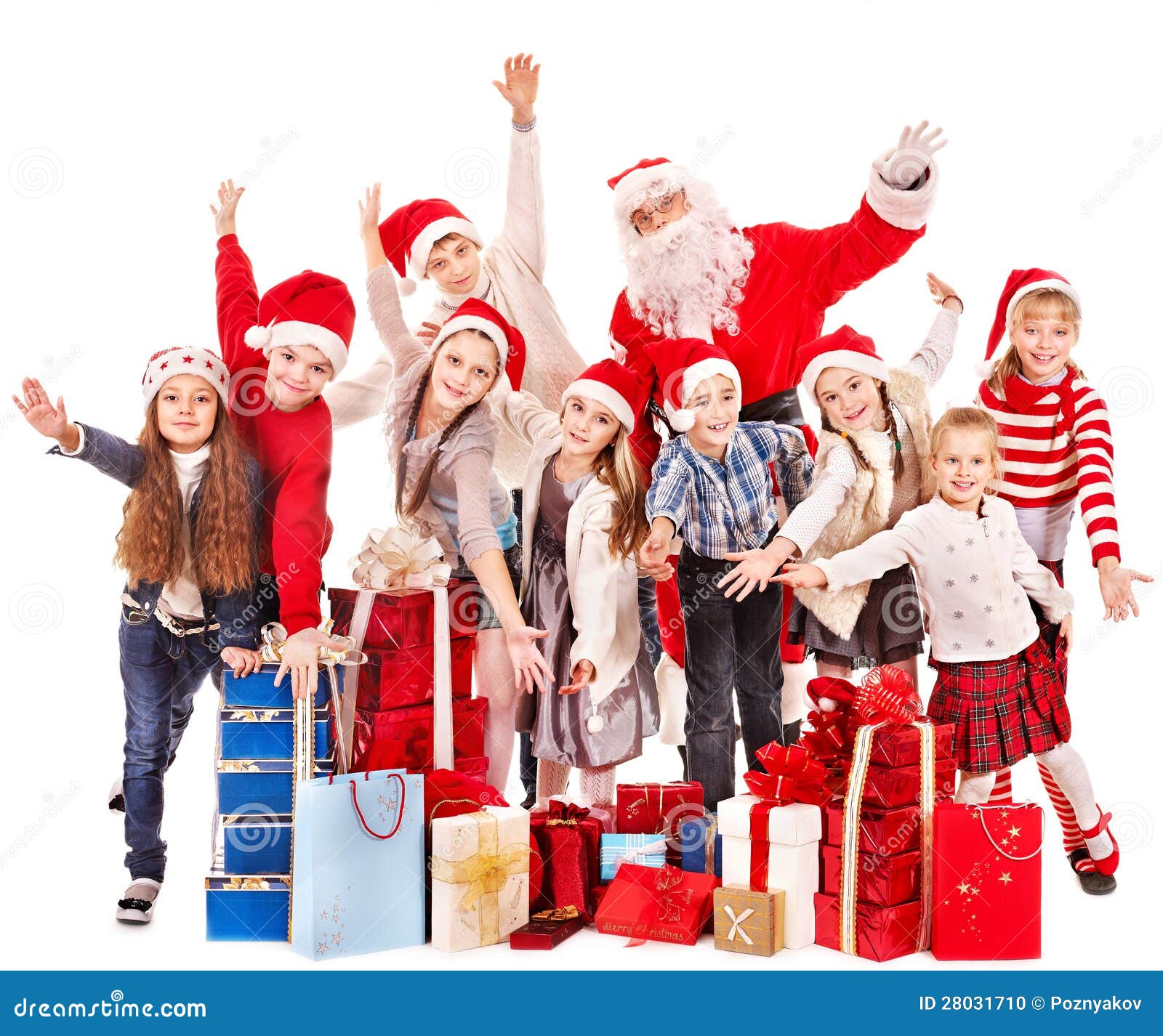 Group of Children with Santa Claus. Stock Photo - Image of group ...