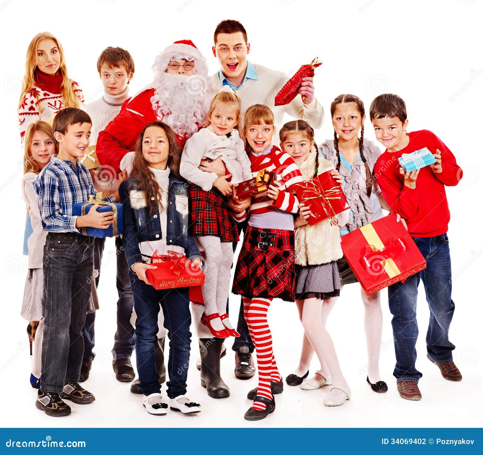 Group of Children with Santa Claus. Stock Photo - Image of december ...