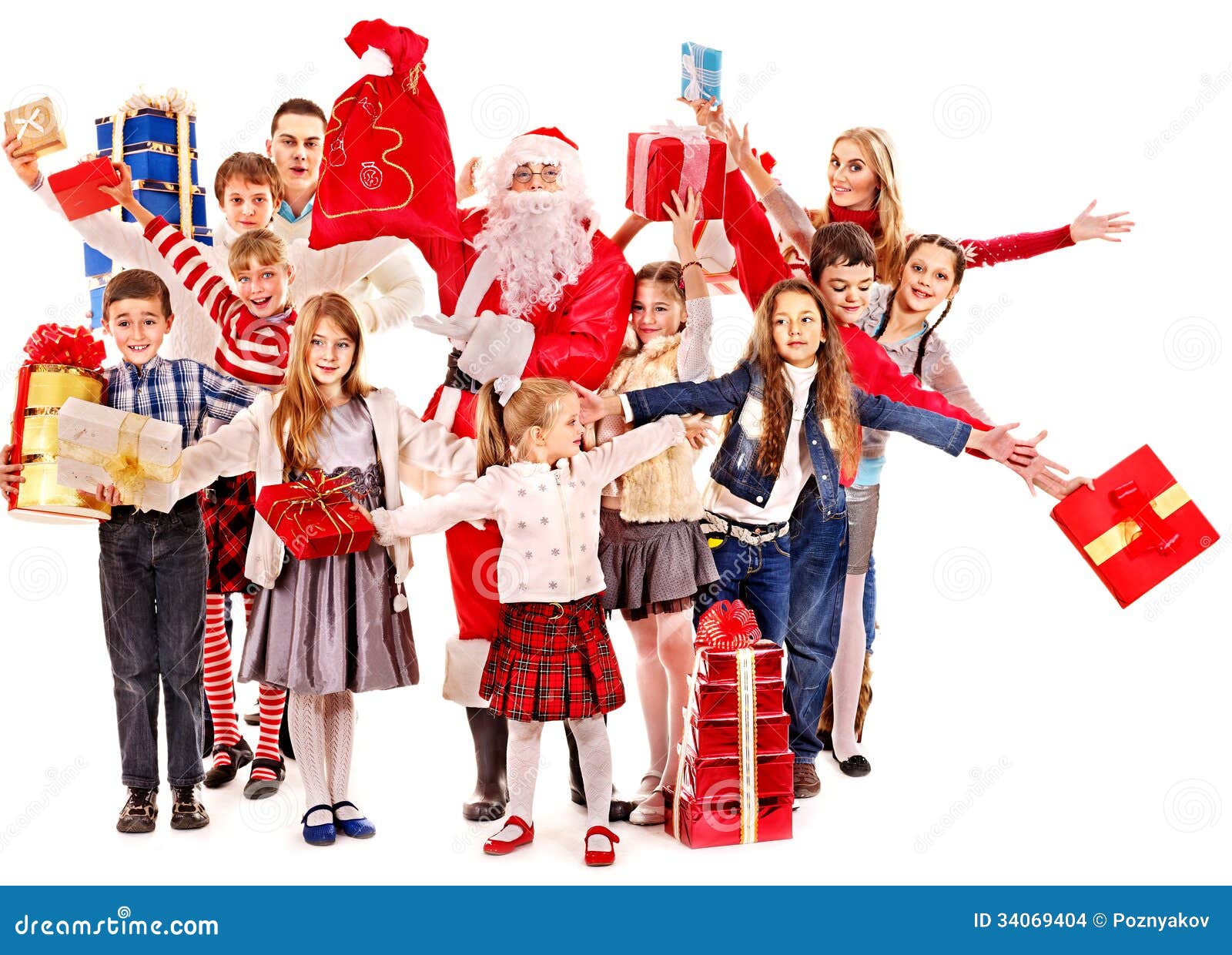 Group of Children with Santa Claus. Stock Photo - Image of isolated ...