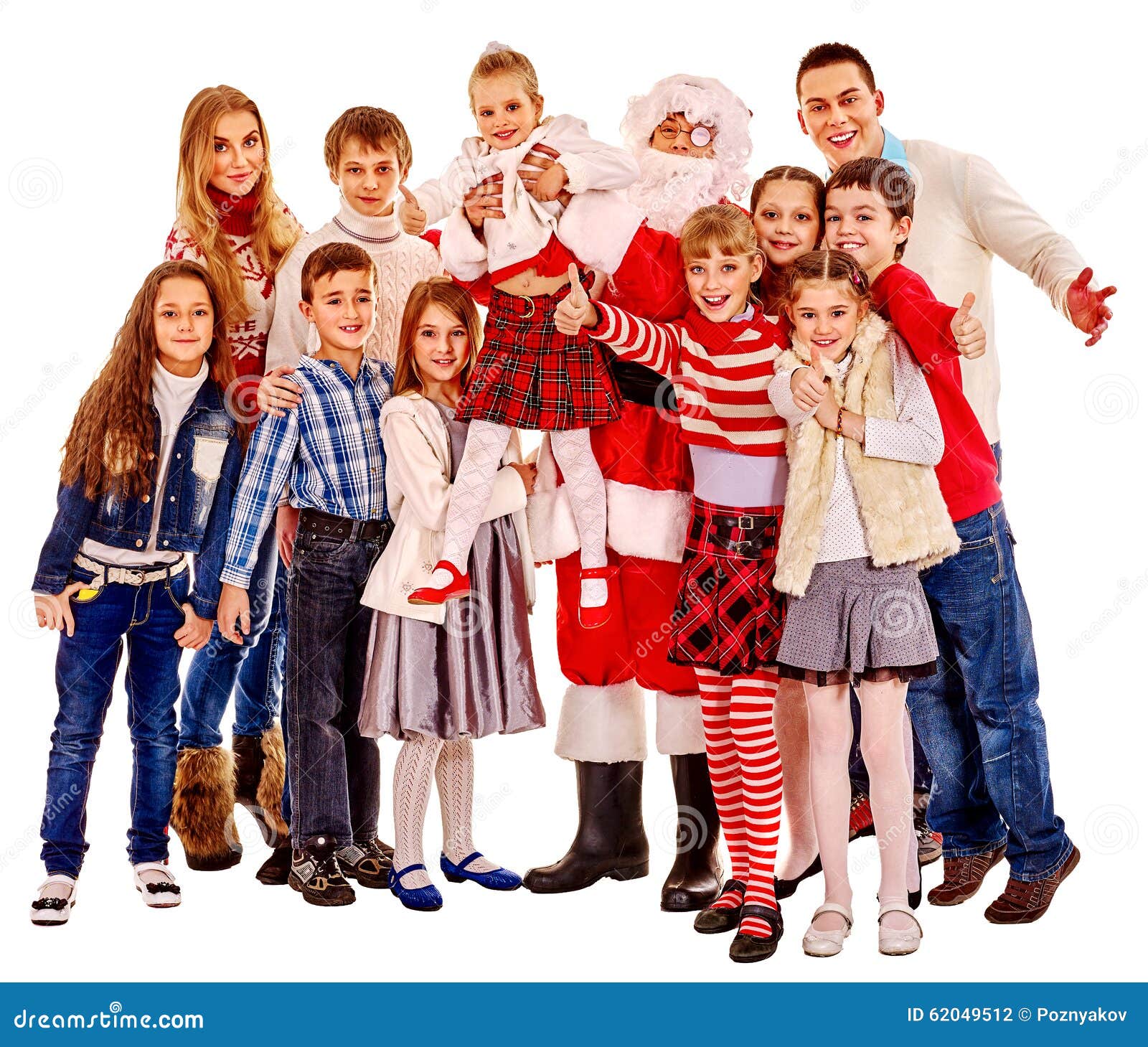 Group of Children with Santa Claus Stock Photo - Image of happy, girl ...