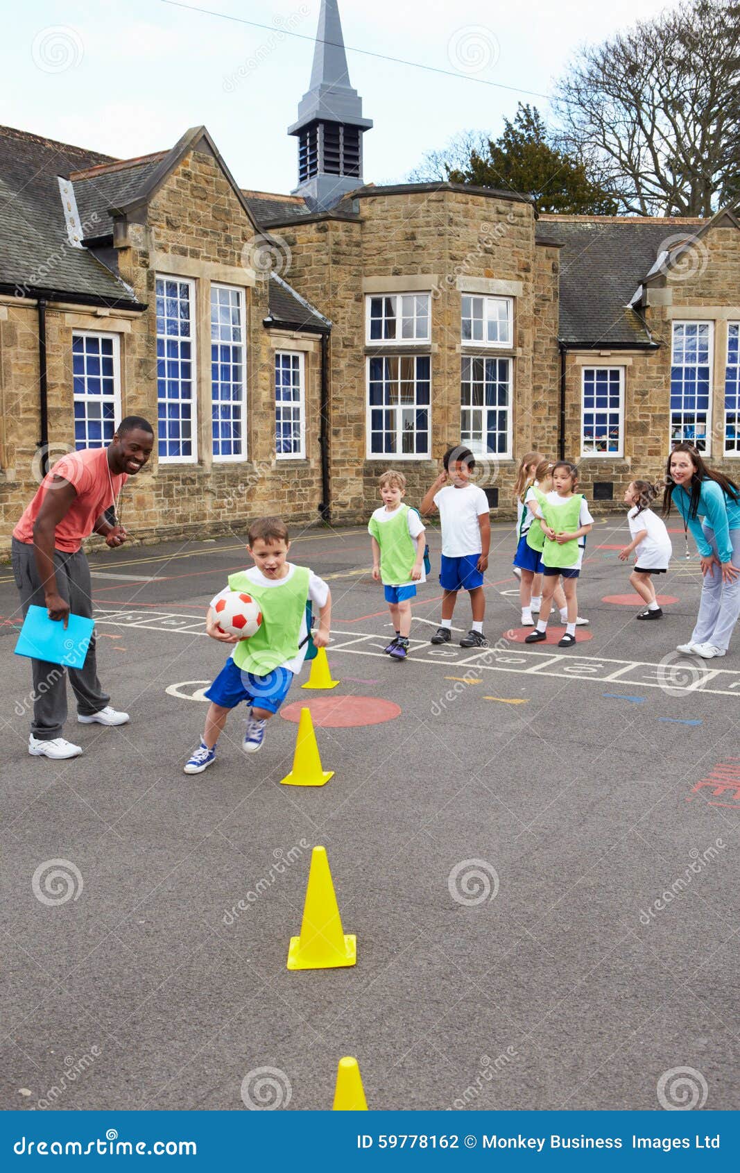 Physical Education Class. Indoor Soccer Training. Kids Futsal Teaching ...