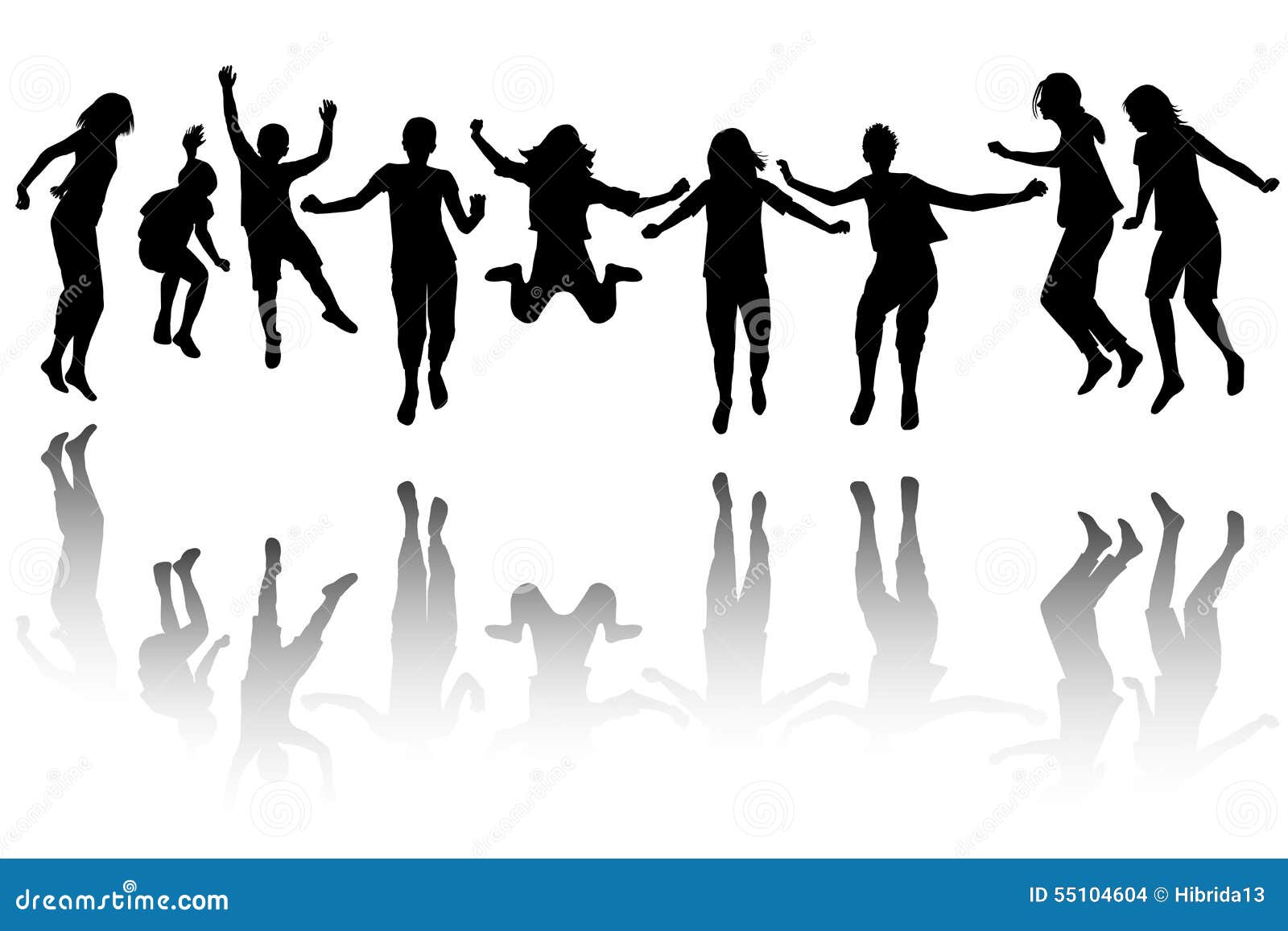 Children Jumping Silhouette