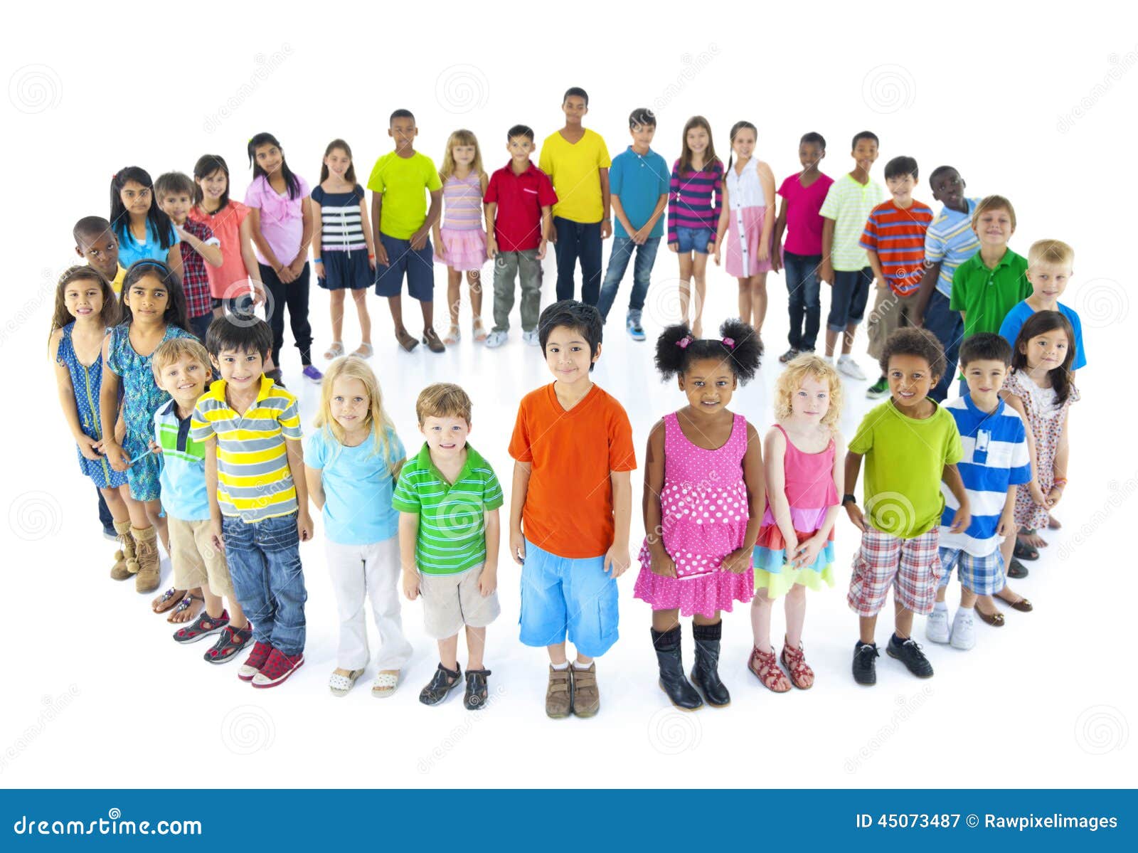 Group of Children Standing Circle Stock Image - Image of communications ...