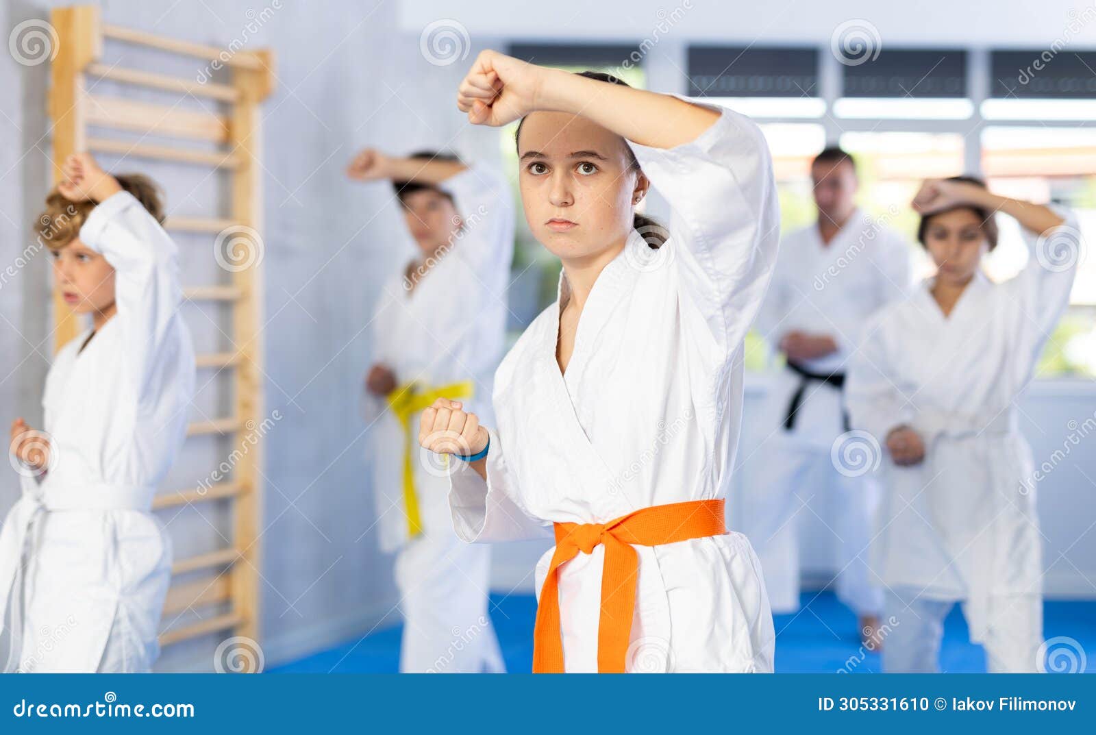 Group of Children Train Karate Techniques Stock Photo - Image of 1213 ...