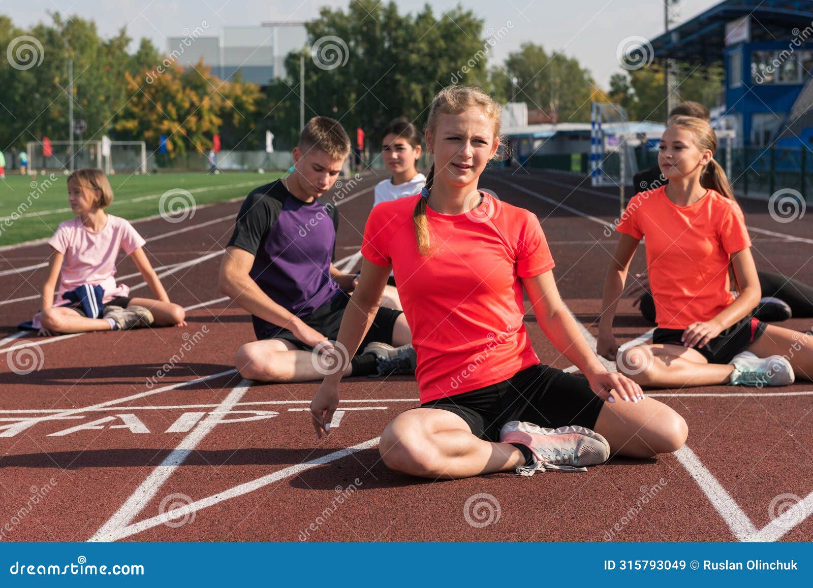 Group of Children Training at the Stadium Stock Image - Image of ...