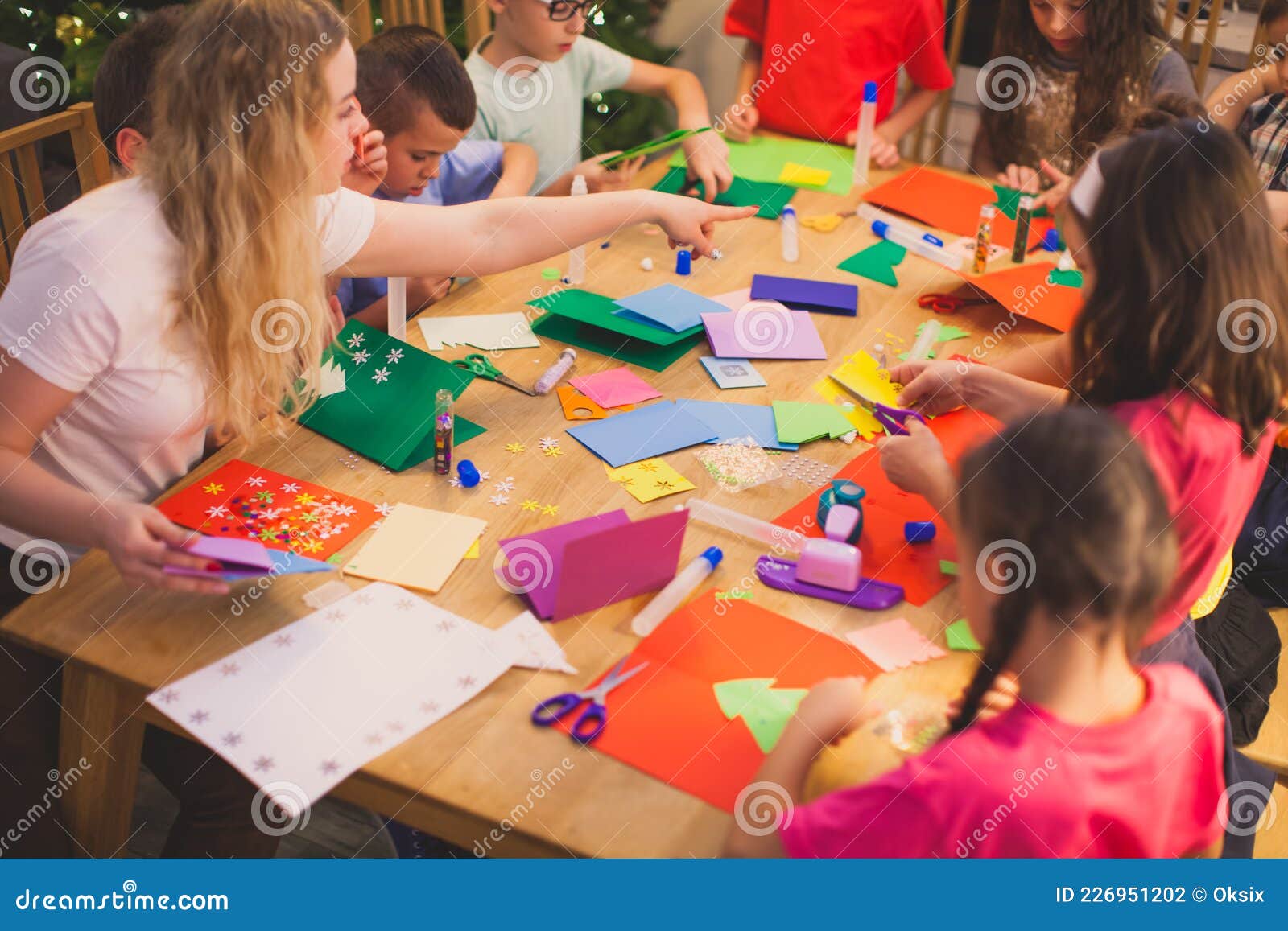 The Children Create a Beautiful Application Together Stock Photo ...