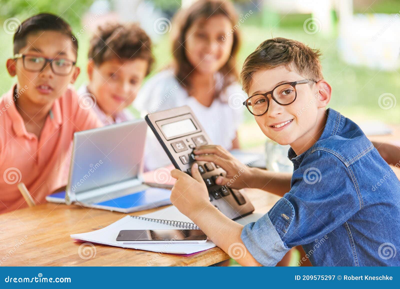 Group of Children in Tutoring Class on Math Stock Image - Image of ...