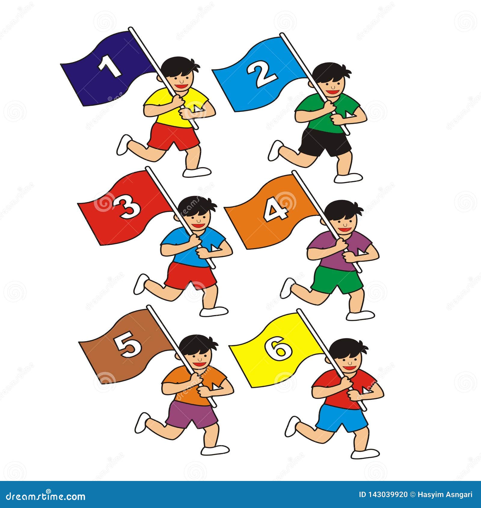 A Group of Children Waving Number Flags while Running Stock ...