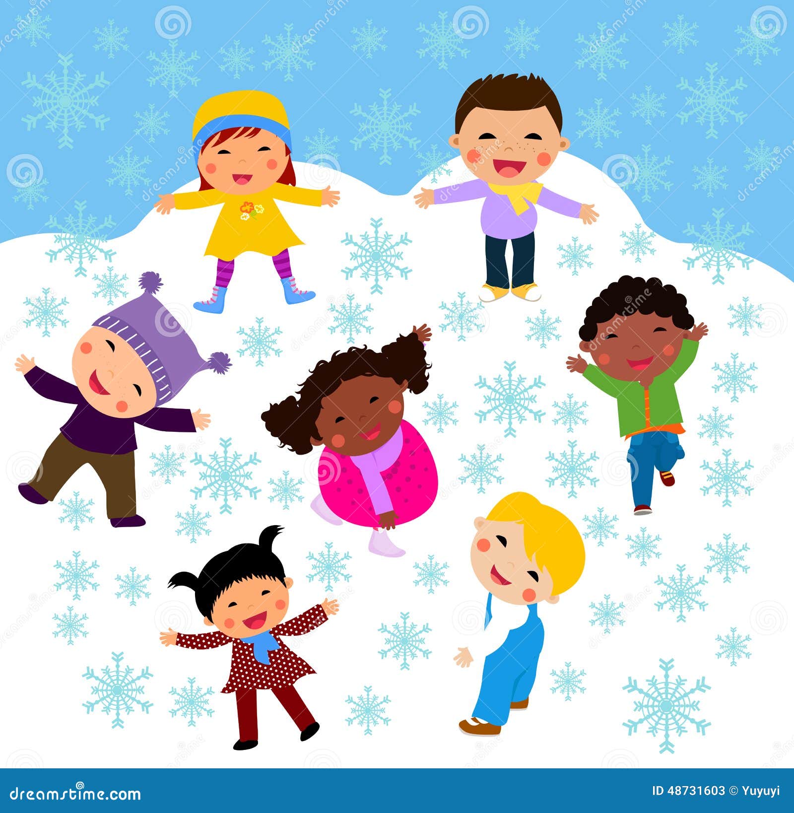 Group of Children and Winter Stock Vector - Illustration of cloth, cute ...