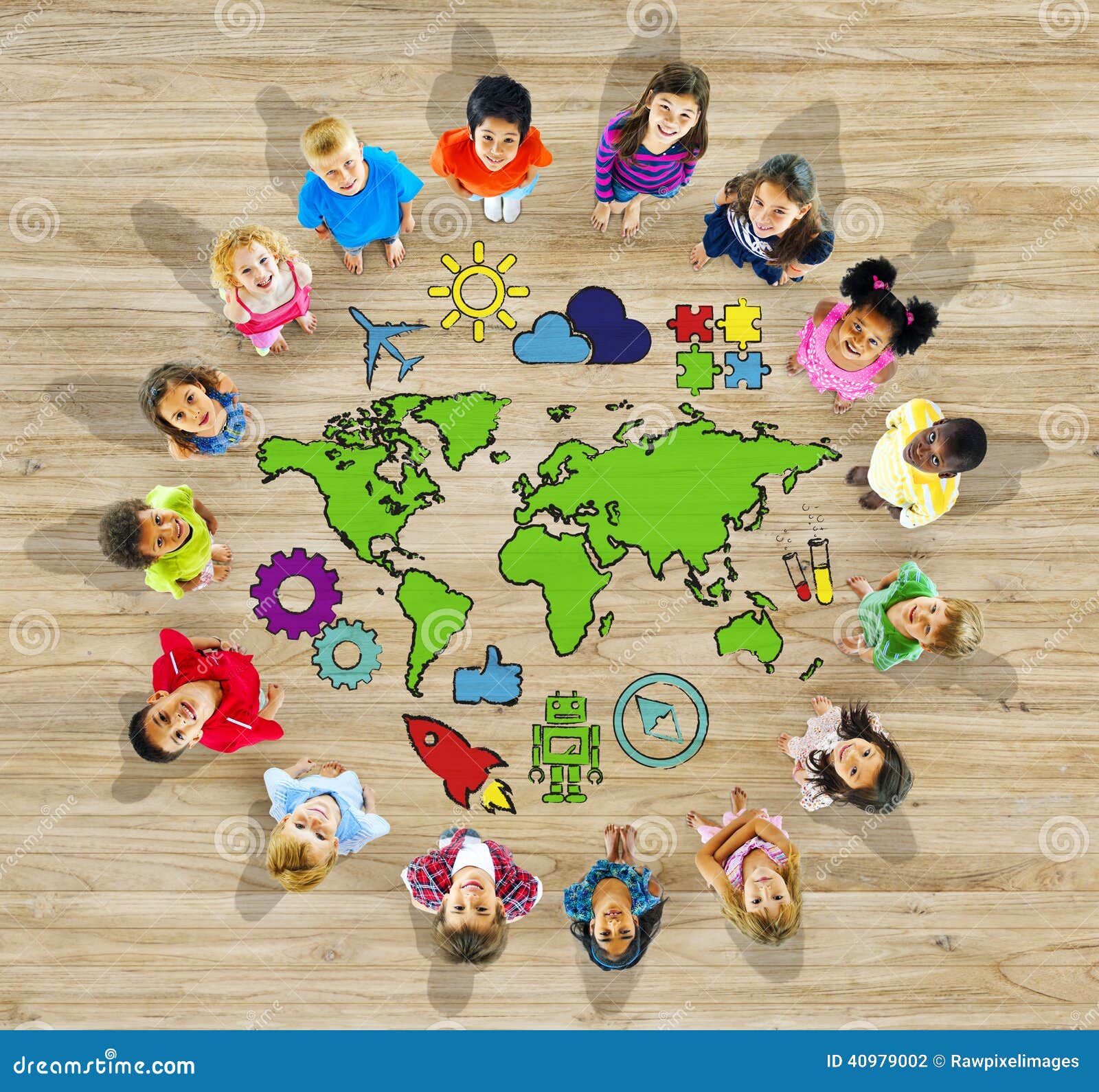 Group of Children and World Map Stock Photo - Image of african, ideas ...