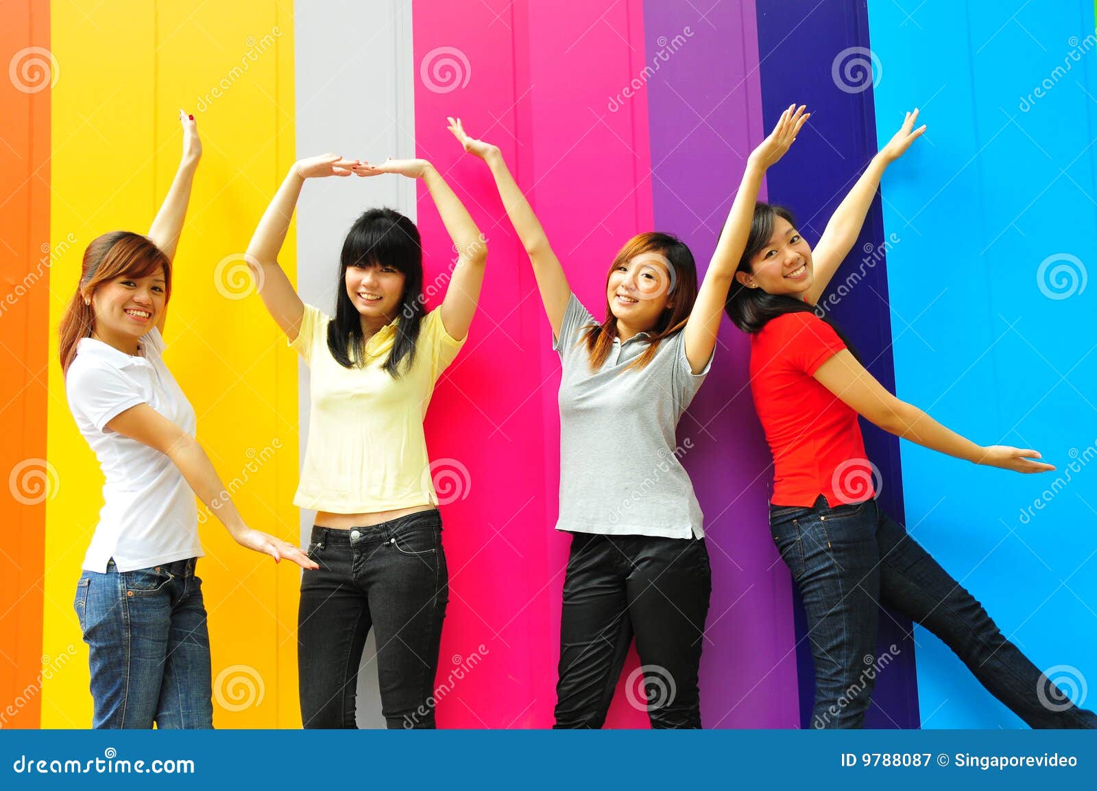 Group of Chinese Asian Girls Having Fun Together Stock Image - Image of ...