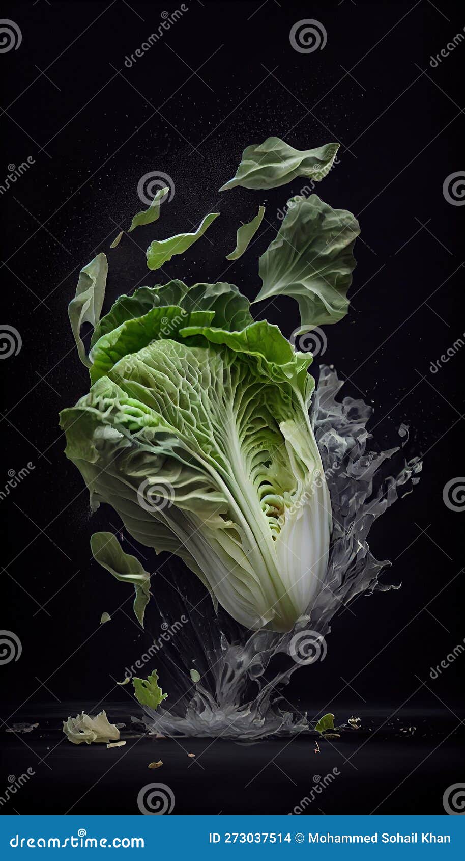 Group of Chinese Cabbage Vegetable Creatively Falling-Dripping Flying ...