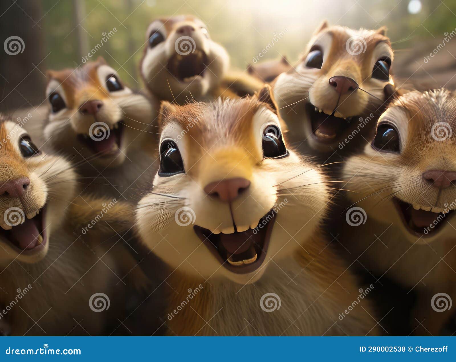 A group of chipmunks stock photo. Image of character - 290002538