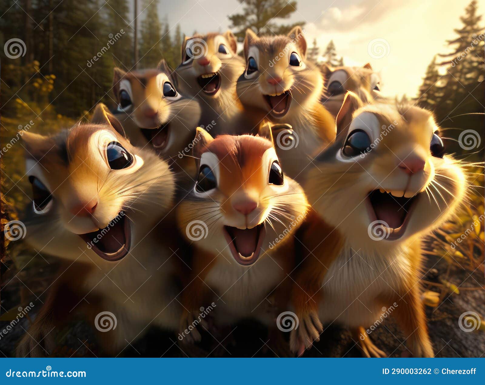 A group of chipmunks stock illustration. Illustration of rodent - 290003262