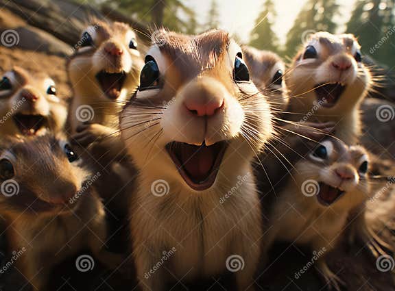 A group of chipmunks stock illustration. Illustration of sparrow ...