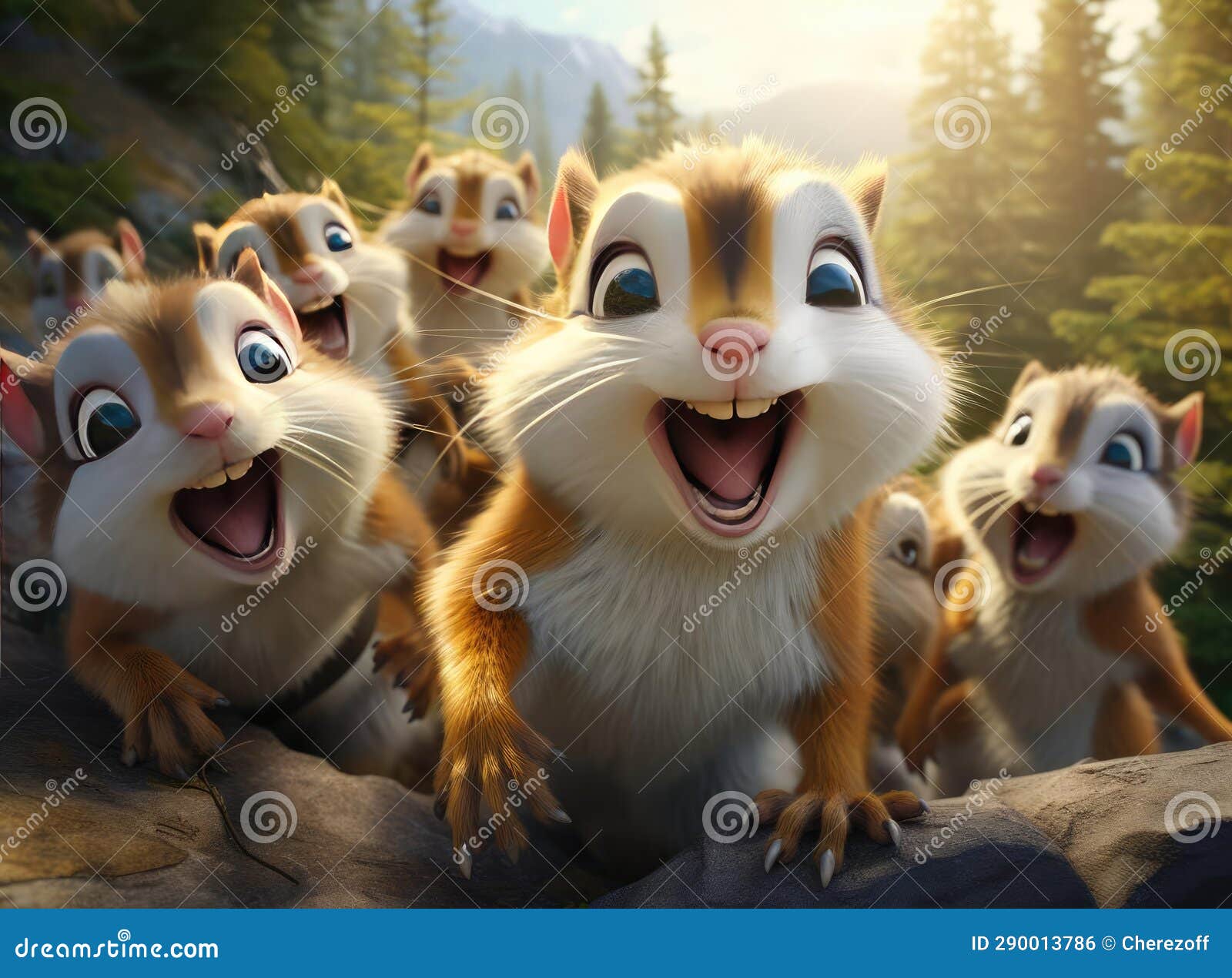 A group of chipmunks stock illustration. Illustration of child - 290013786