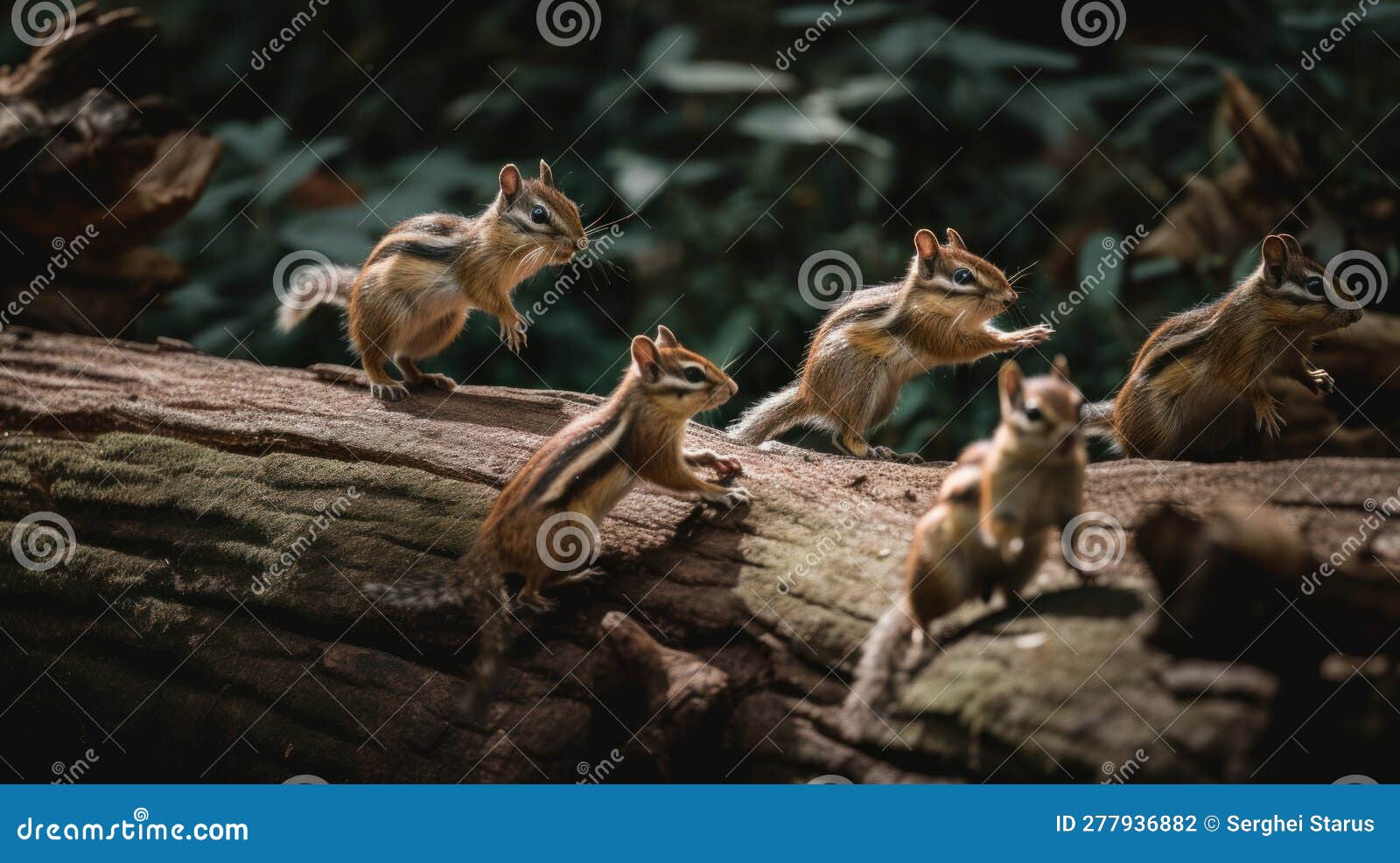 A Group of Chipmunks Standing on Top of a Log. Generative AI Image ...