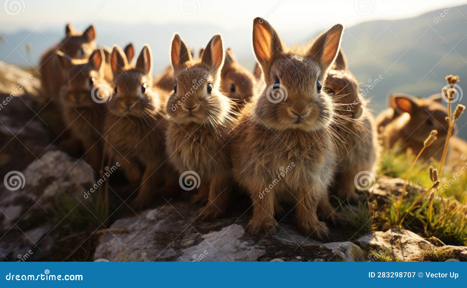 A Group of Chocolate Bunnies. Generative AI. Stock Illustration ...