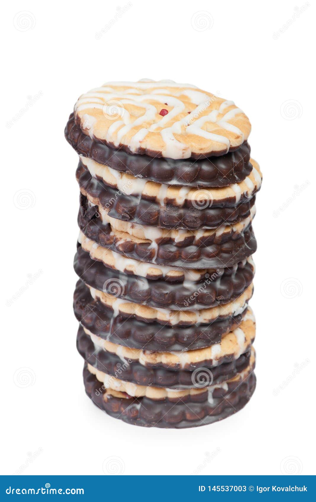 Group of Chocolate Coated Round Biscuits Stock Image - Image of filled ...