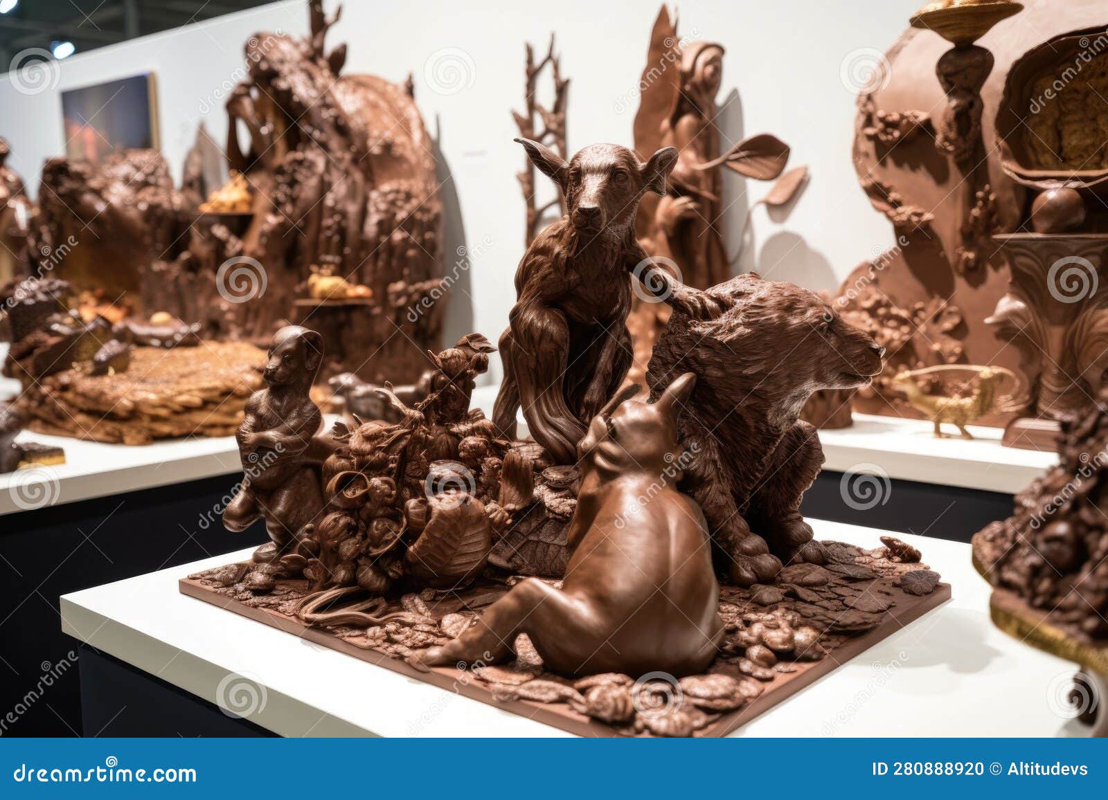 Group of Chocolate Sculptures and Art, Each One Different in Its Own ...