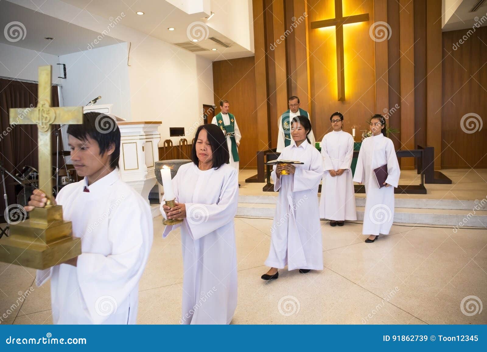 Group of Church Worker in Sunday Service. Editorial Stock Image - Image ...