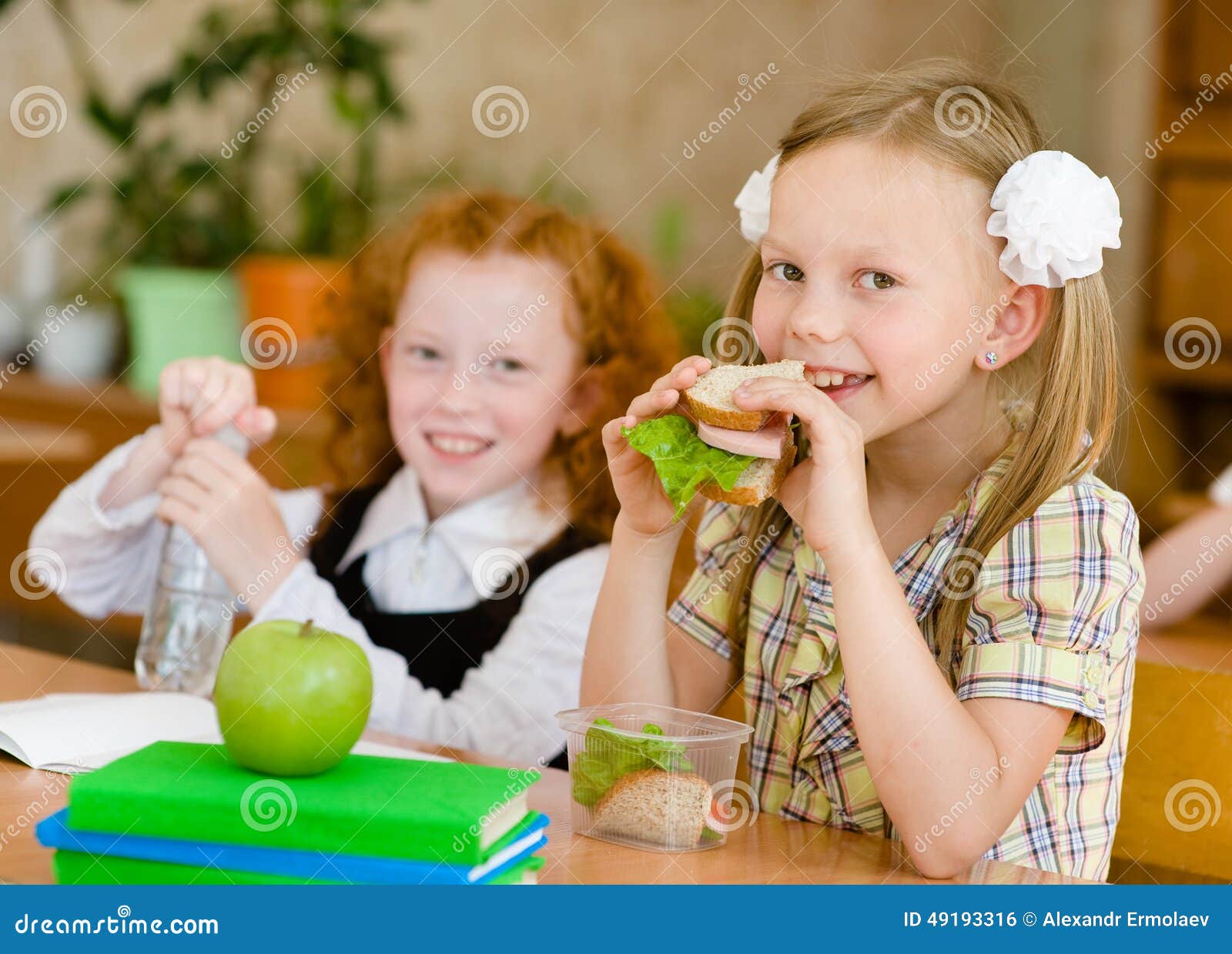 Classmates Having Fun At School. Friends Adorable Pupils. Schoolgirls ...