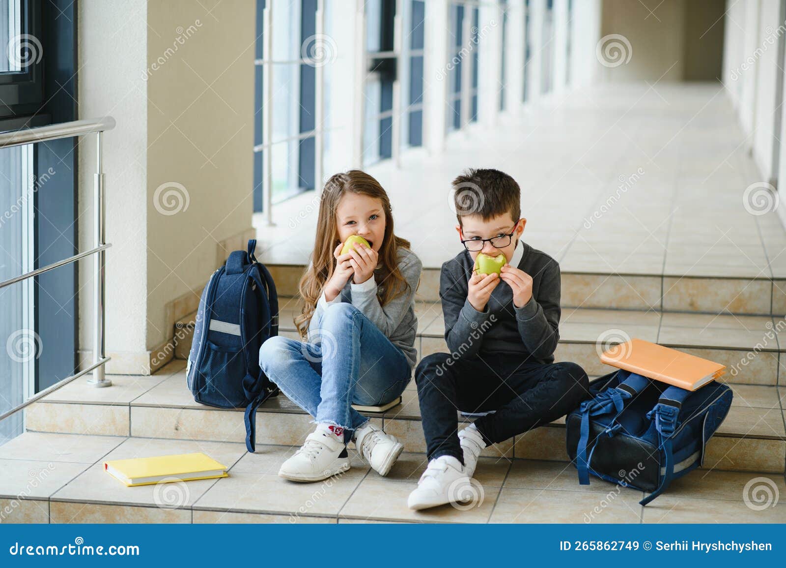 Group of Classmates Having Lunch during Break with Focus on Smiling ...