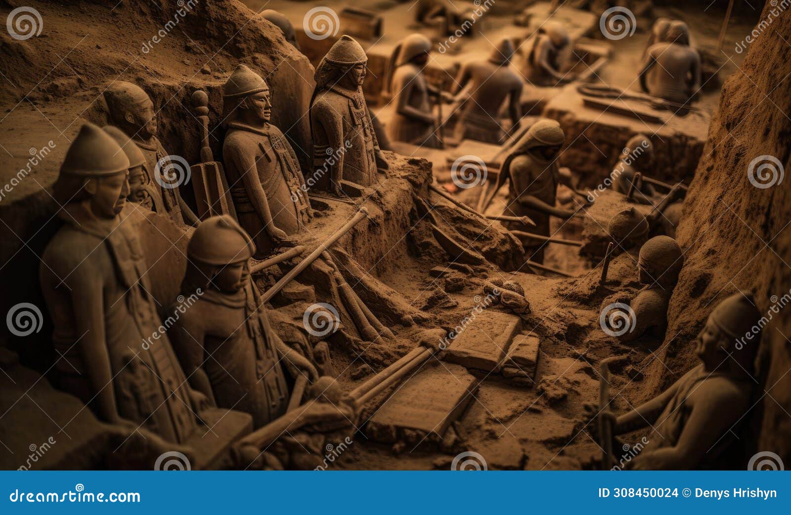 Group of Clay Figures in Cave Stock Illustration - Illustration of ...