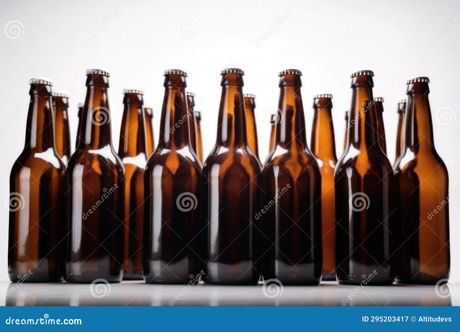 Group of Clean Beer Bottles without Labels Lying Together Stock ...