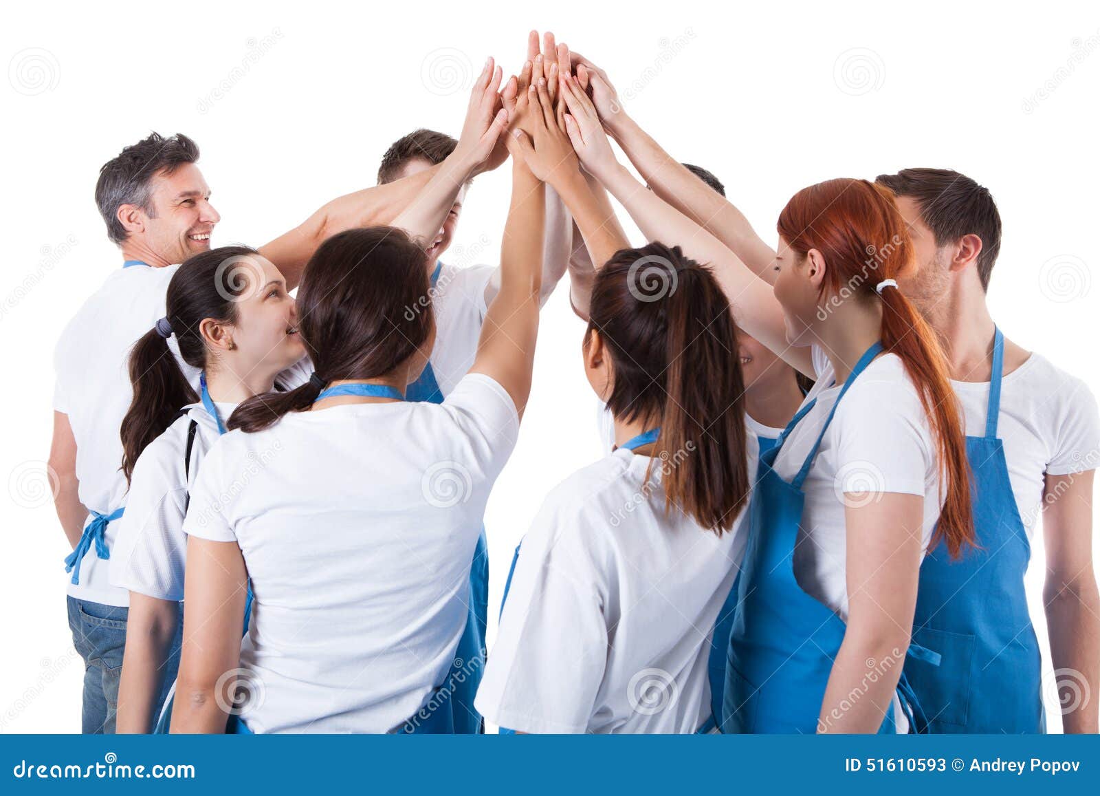 Group of Cleaners Making High Five Gesture Stock Image - Image of ...