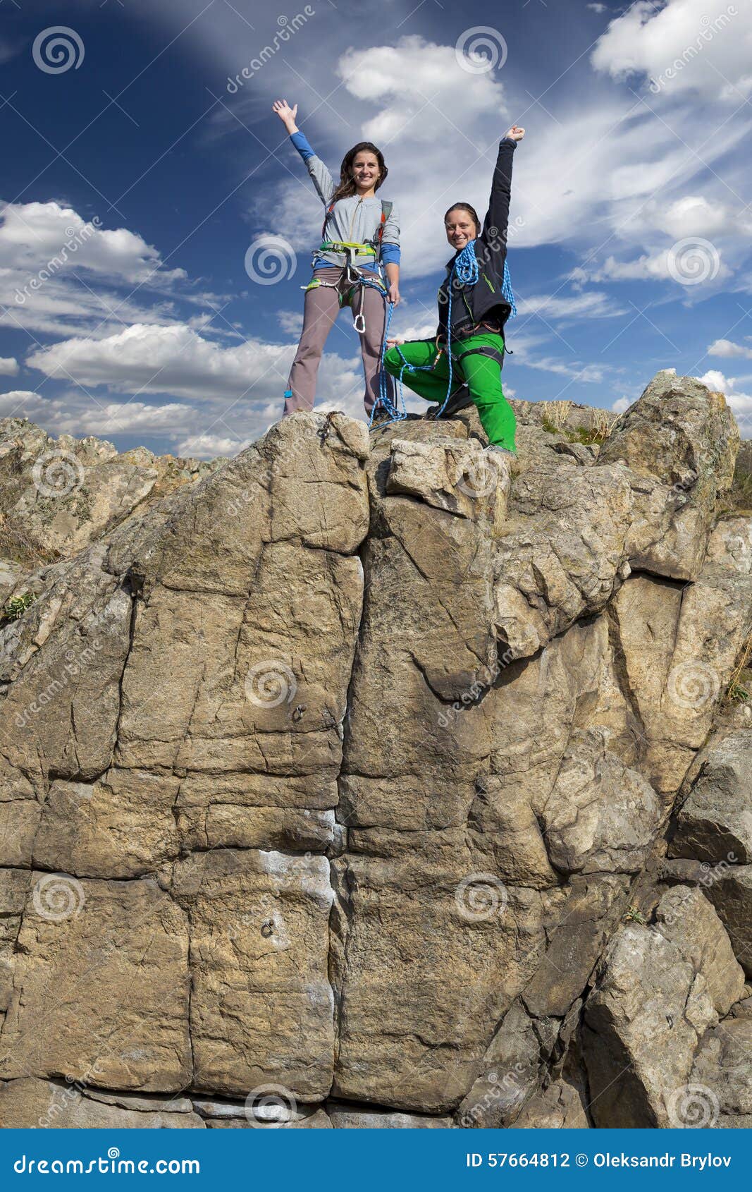 Group of Climbers on the Cliff Stock Photo - Image of victory, cloudy ...