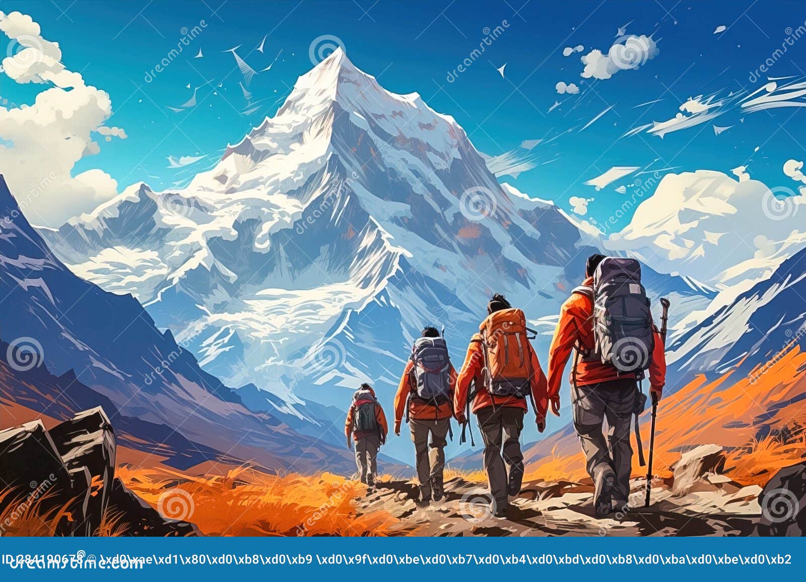 A Group of Climbers Climb the Mountains in Winter. Generative AI Stock ...