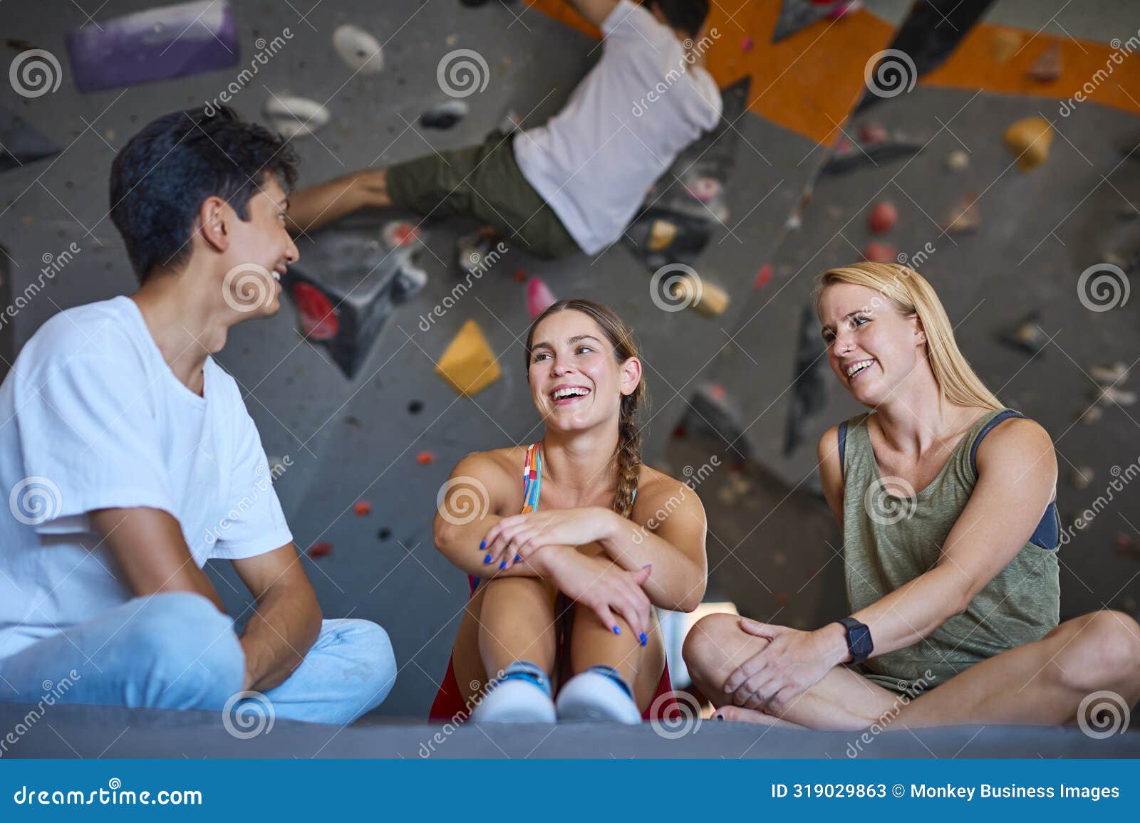 Group of Climbers and Instructors Taking a Break Sitting by Climbing ...